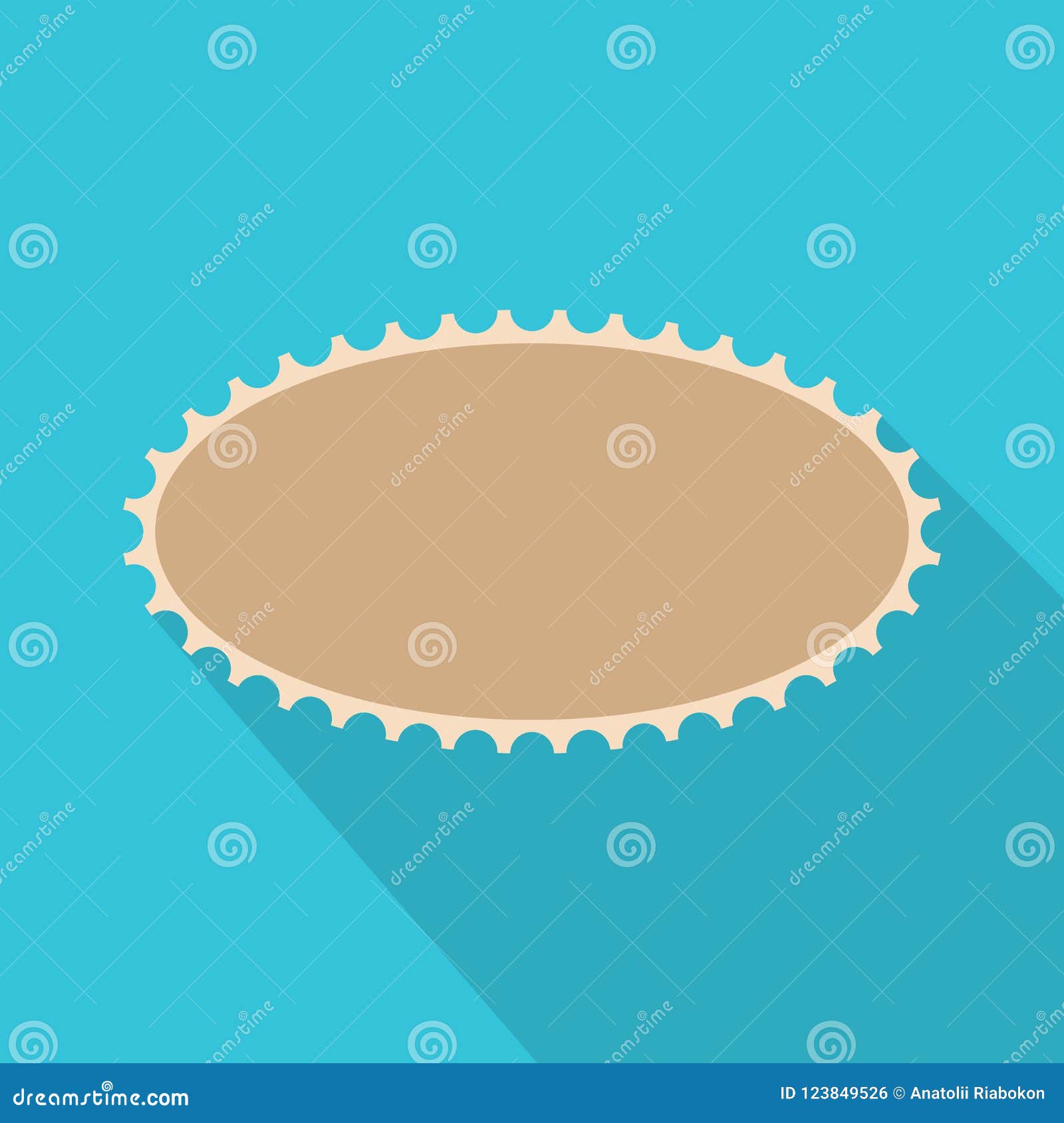 Oval Postage Stamp Icon, Flat Style Stock Illustration - Illustration ...
