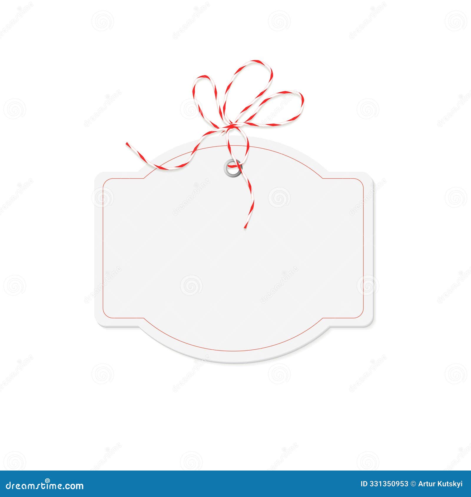 Oval Price Tag with Red String Bow Stock Illustration - Illustration of ...