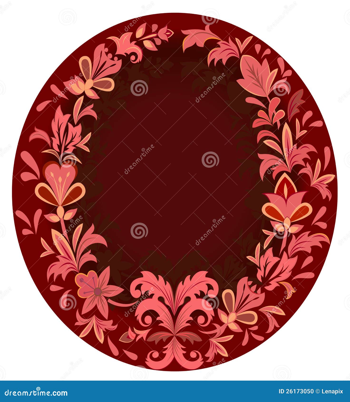 Oval Purple Floral Frame. Stock Photo - Image: 26173050