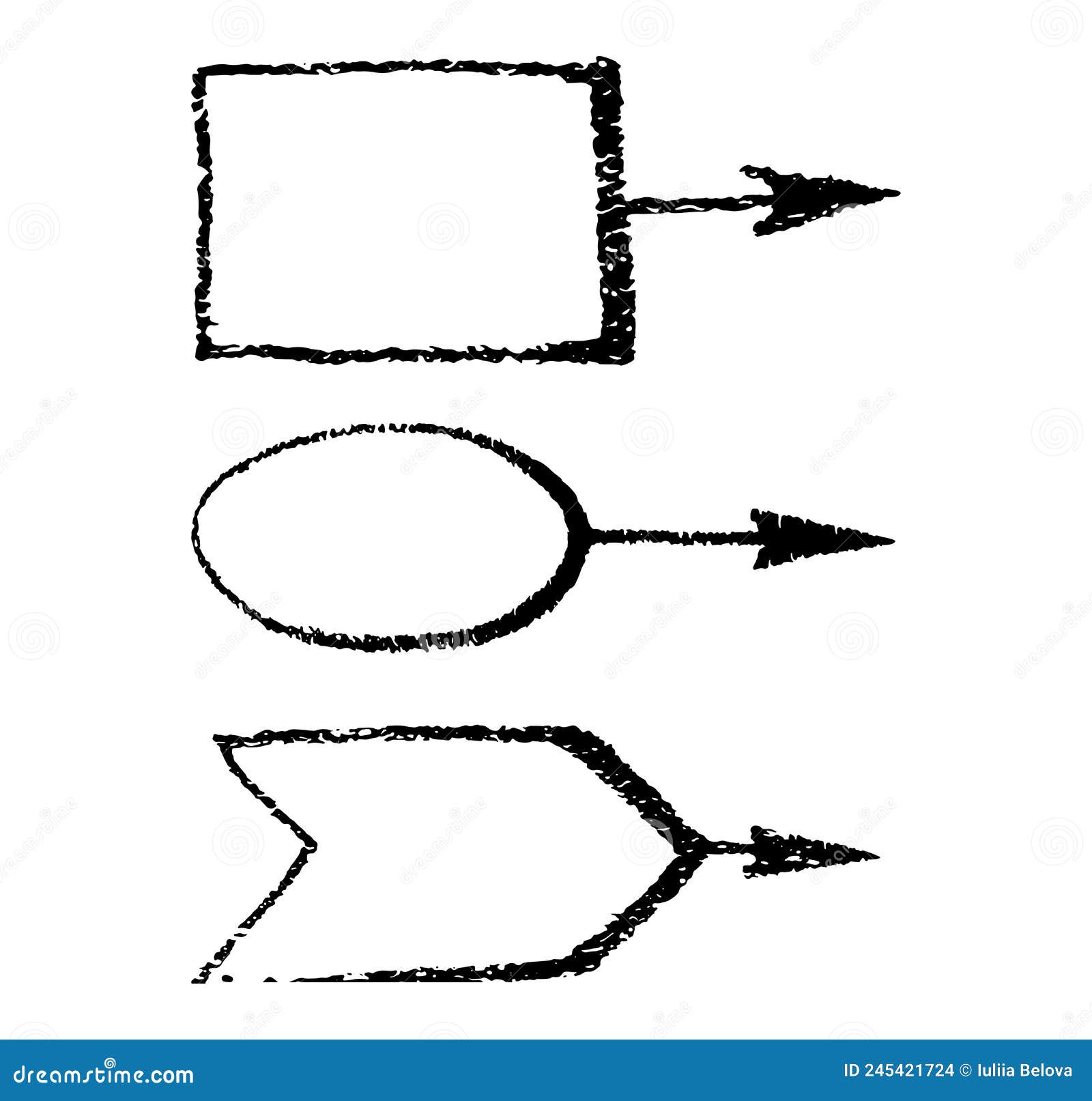 Oval, Rectangular and Checkbox Frame with Right Arrows Texture Doodle ...