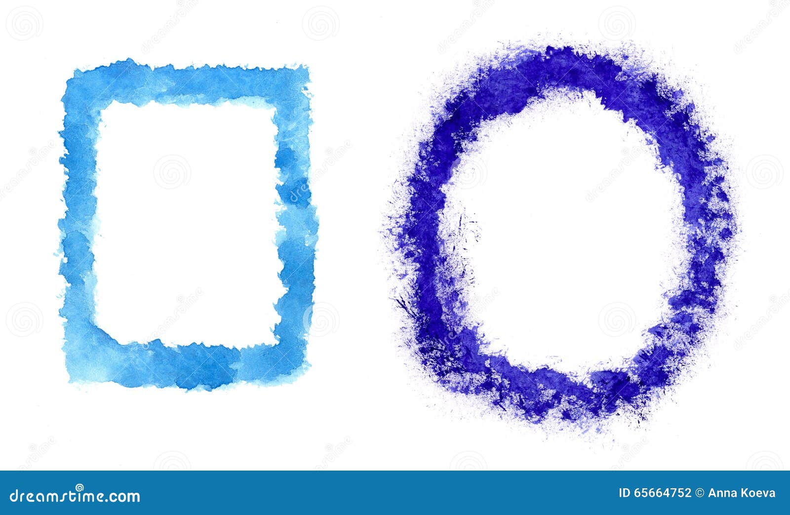 Oval or Rectangular Frames Painted Blue Watercolor. Stock Illustration ...