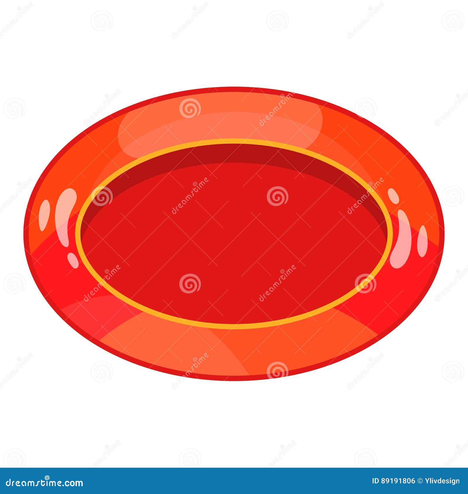 Oval Red Button Icon, Cartoon Style Stock Vector - Illustration of ...