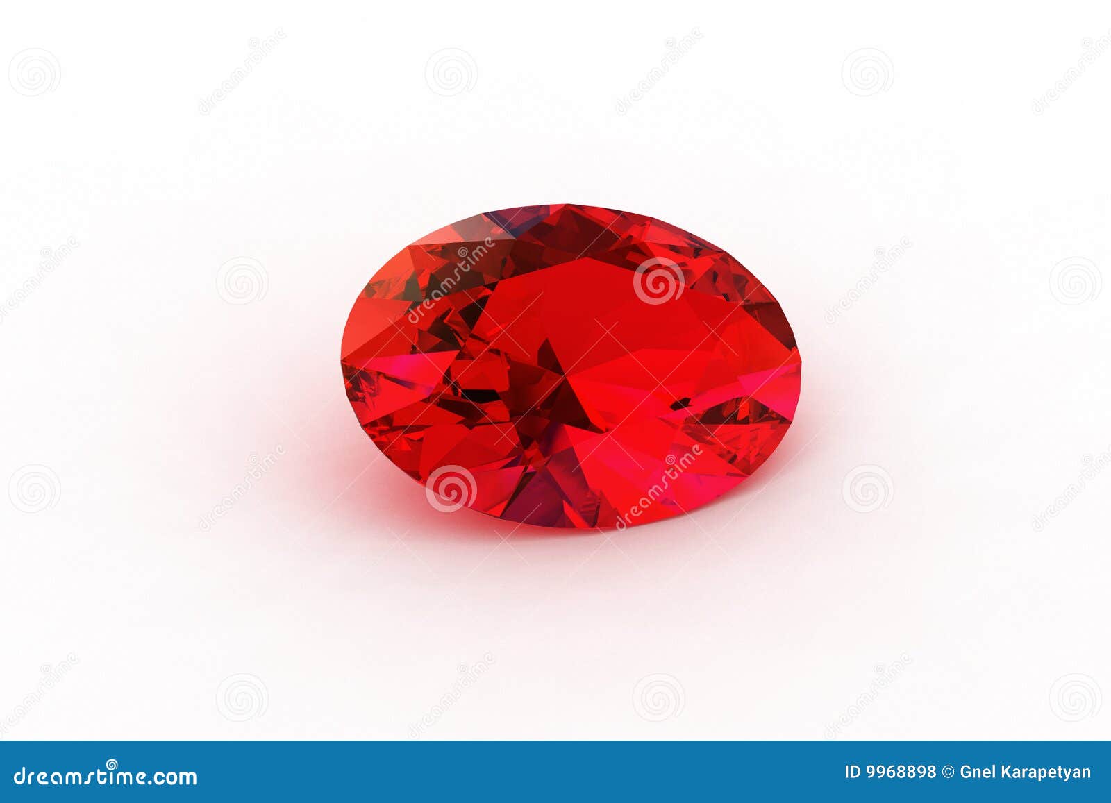 Oval Red Ruby - Photorealistic Ray Traced Render Stock Illustration ...