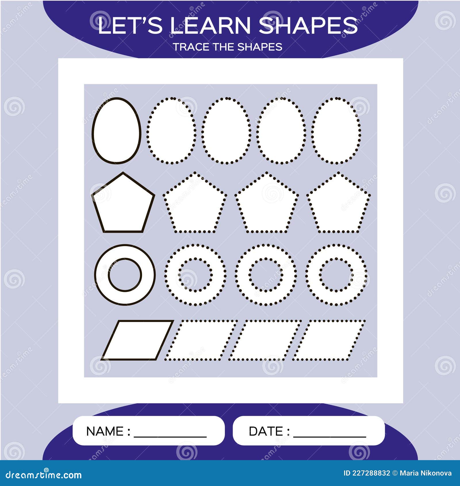 Oval, Ring, Parallelogram, Pentagon. Basic Geometric Shapes For ...