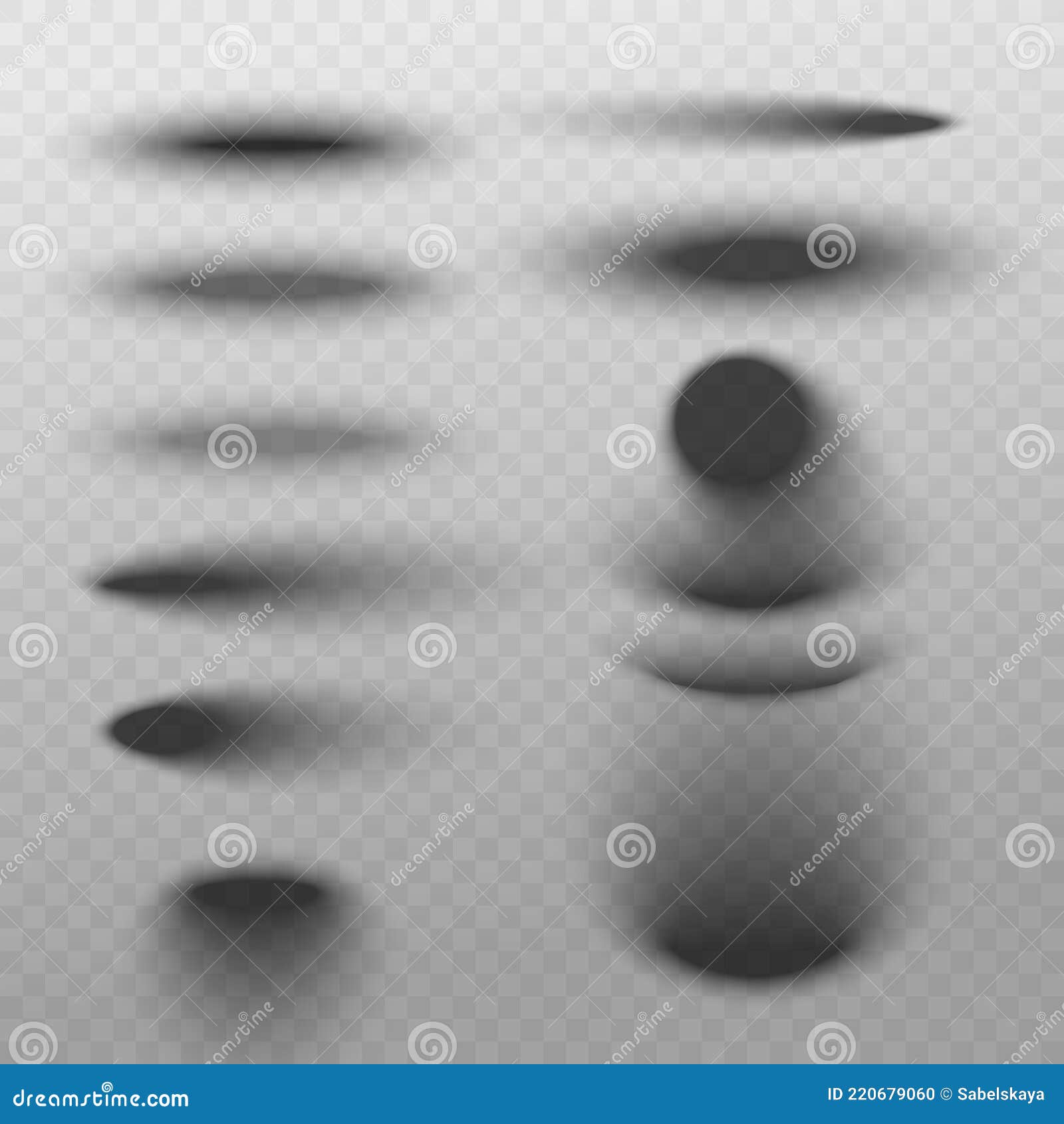 Oval and Round Shadows with Soft Edges, Realistic Vector Illustration ...