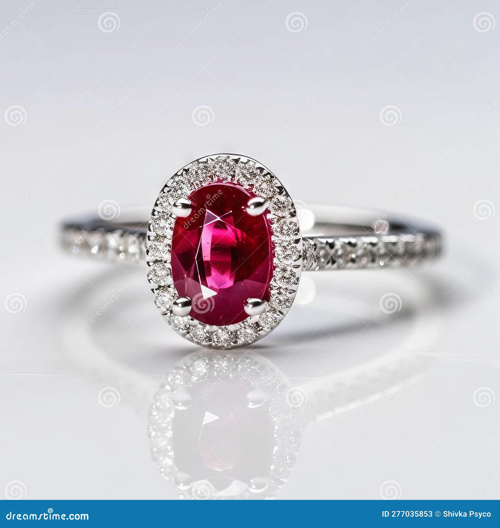 Oval Red Ruby And Pair Of Sapphire Gemstones Stock Image ...