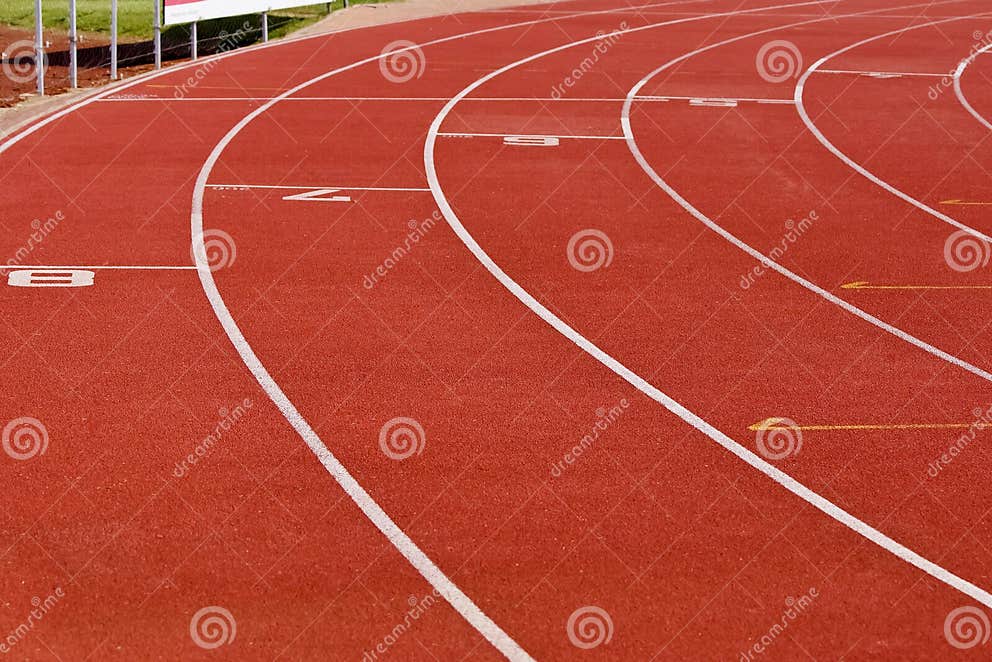 Oval Running Track - Outside Circle Stock Photo - Image of lanes ...