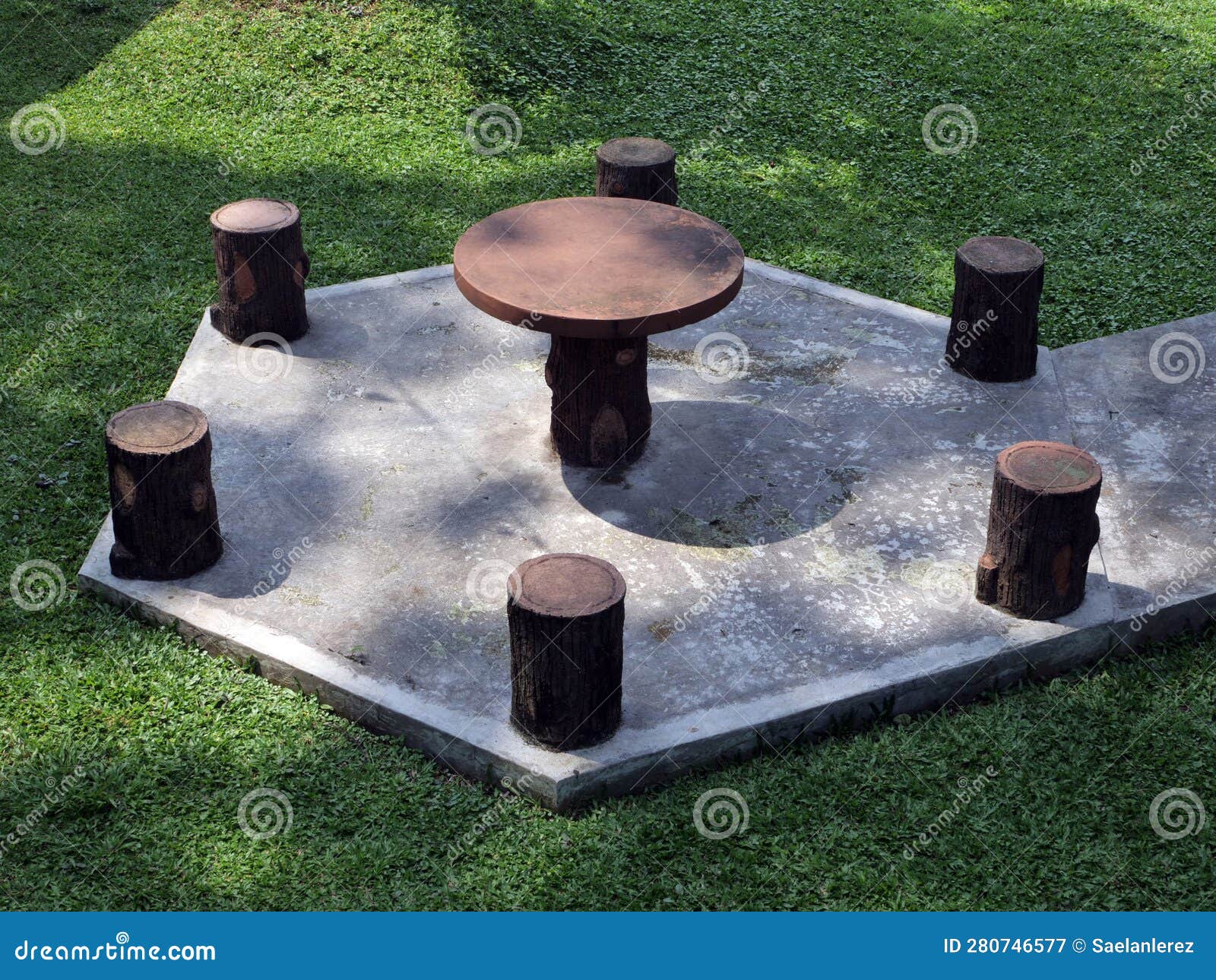 Oval Seating with a Round Table Stock Image - Image of environment ...