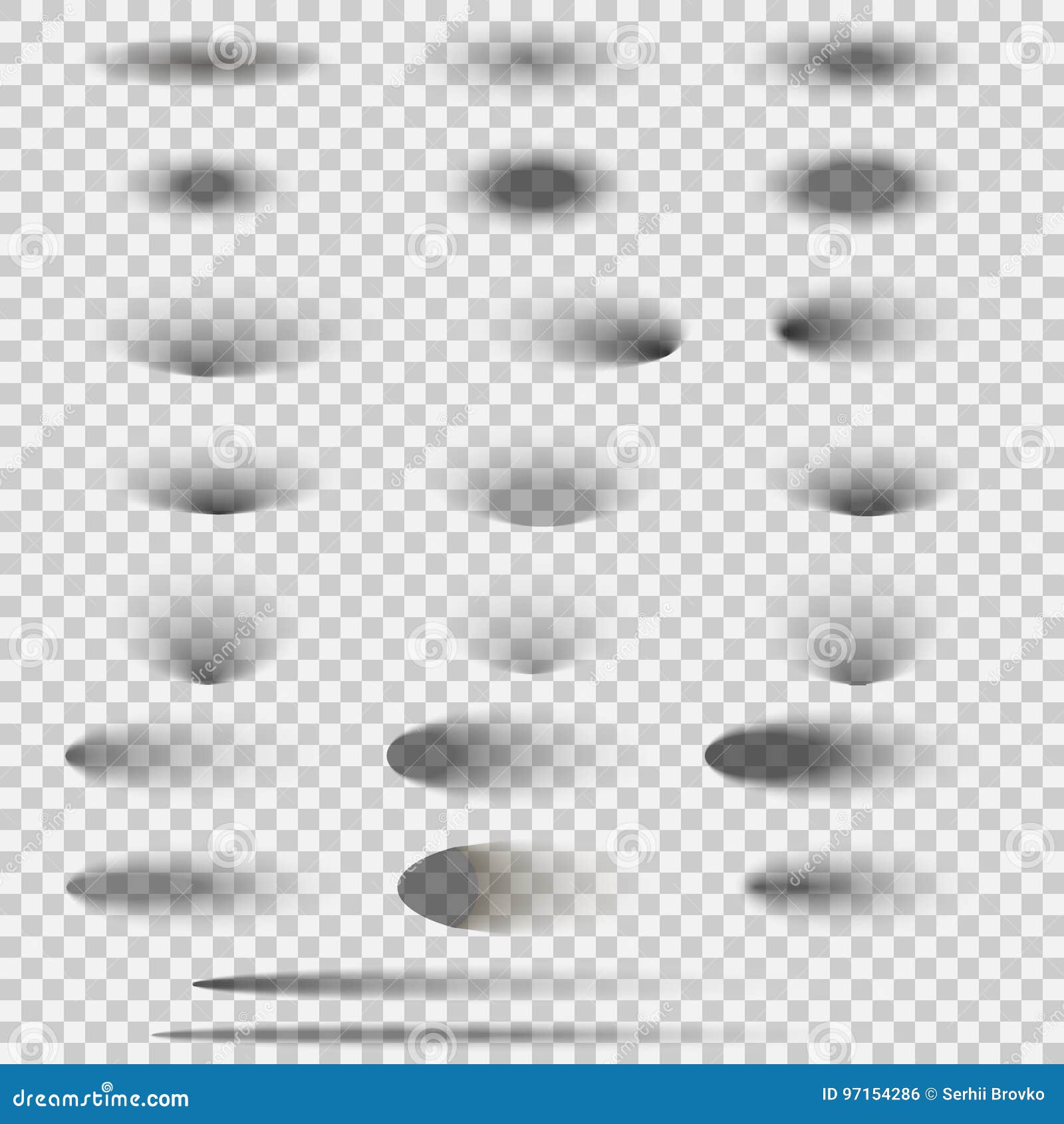 Oval Shadow Set Isolated on Transparent Background. Vector Illustration ...