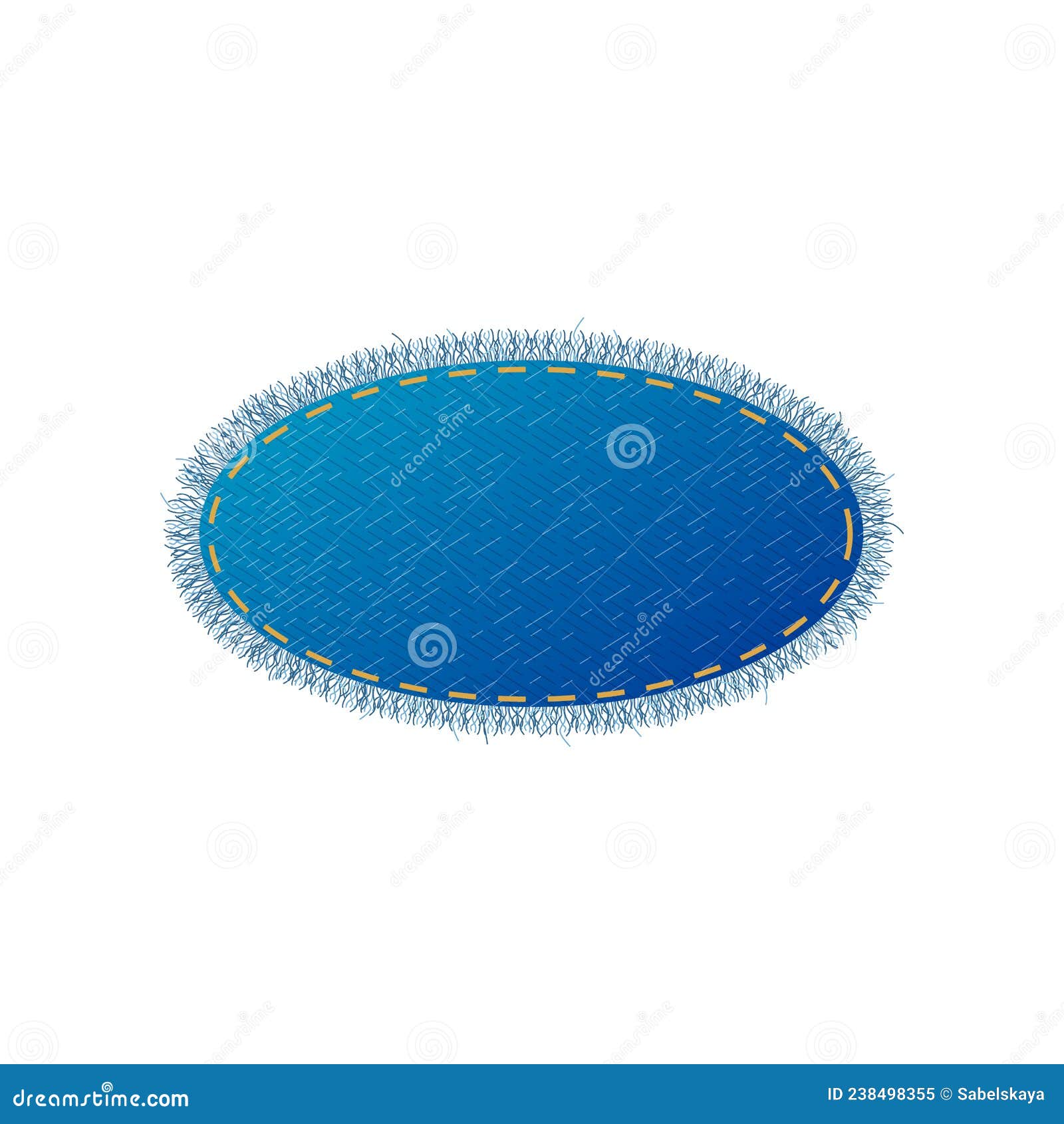 Oval Shape Denim Patch or Onlay Mockup Realistic Vector Illustration ...