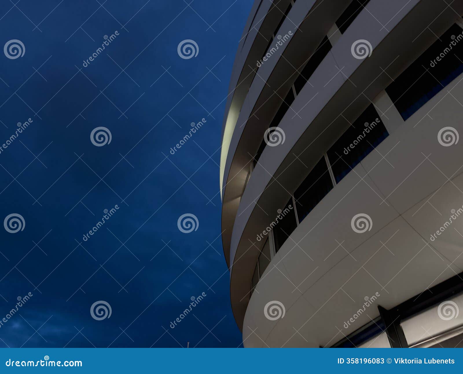 Oval Shaped Building, Evening, View from Below Stock Image - Image of ...
