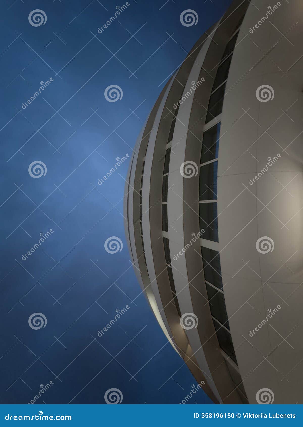 Oval Shaped Building, Evening, View from Below Stock Photo - Image of ...