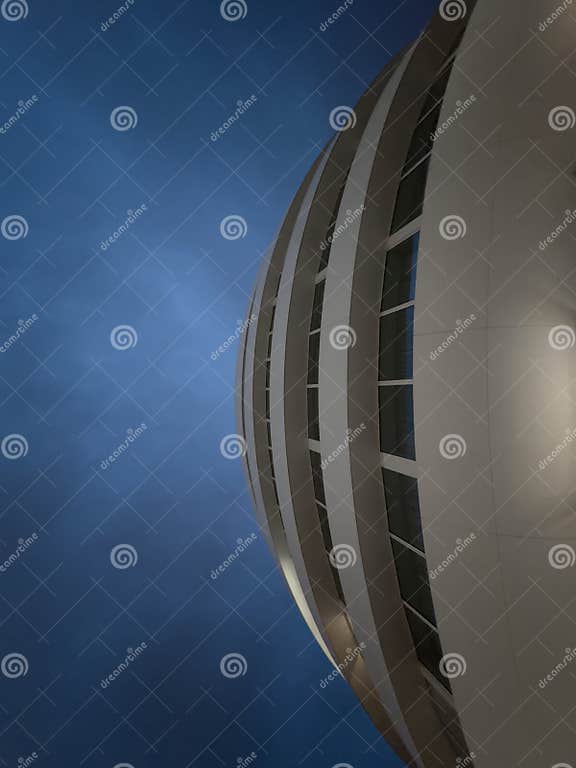Oval Shaped Building, Evening, View from Below Stock Photo - Image of ...