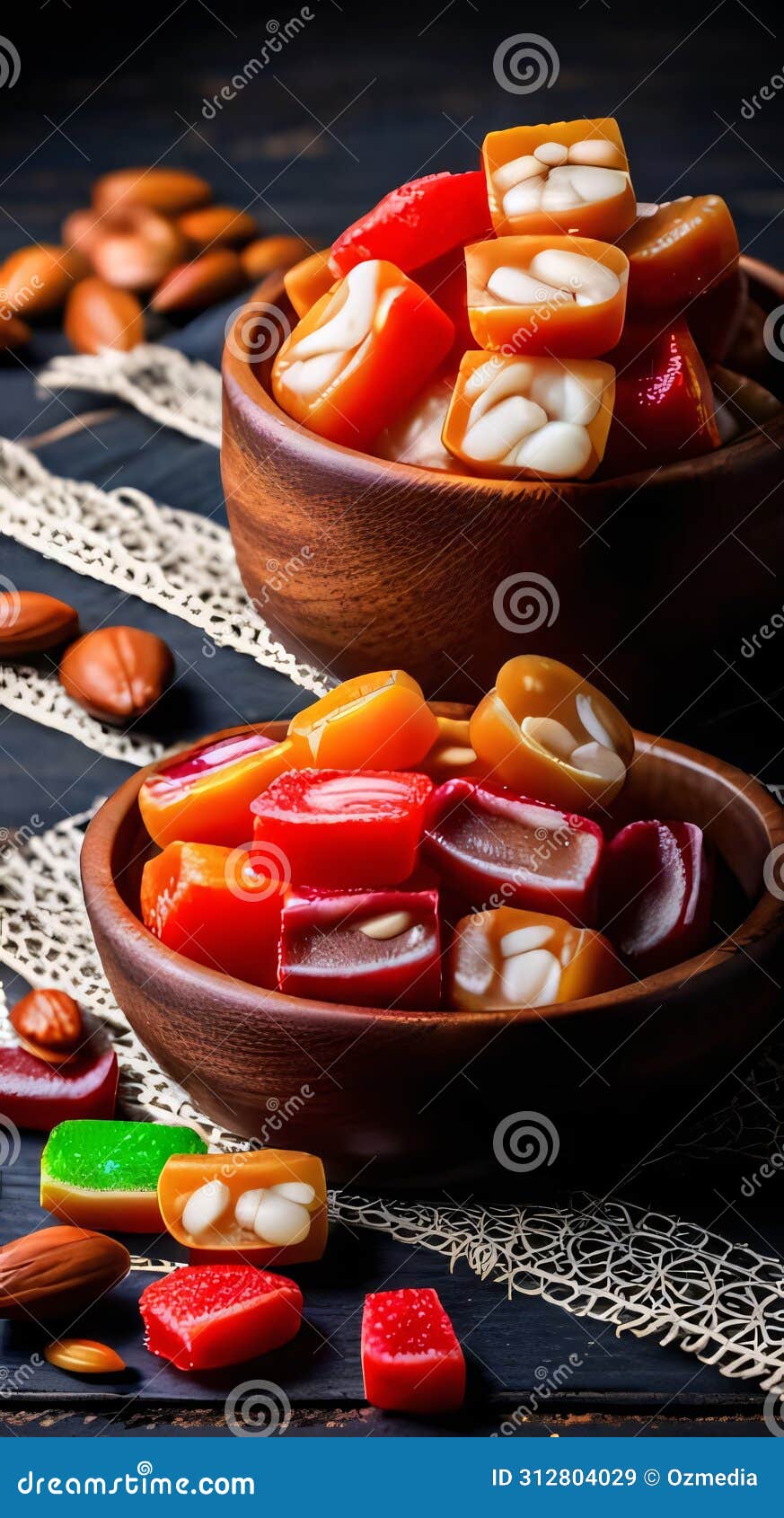 Oval Shaped Candies with Various Colors and Designs at Ramadan Feast ...
