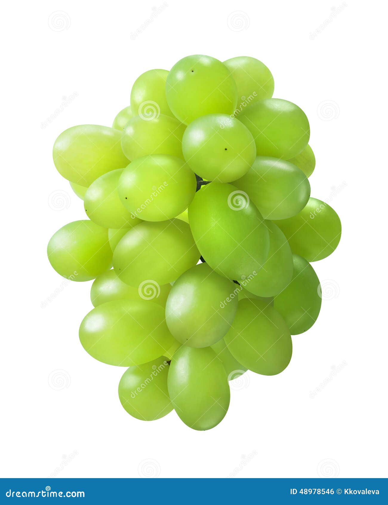 Oval Shaped Green Grapes Bunch Isolated on White Background Stock Photo ...