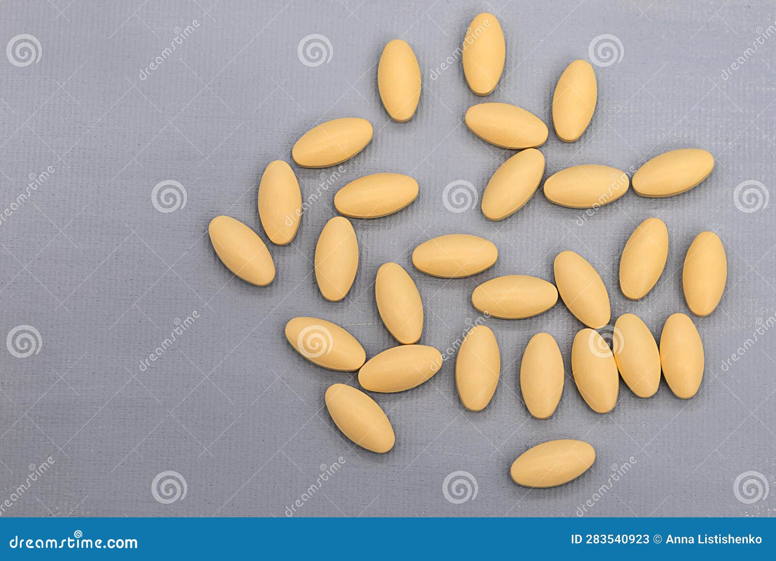 Oval-shaped Tablets Lie on Contrasting Background Stock Image - Image ...