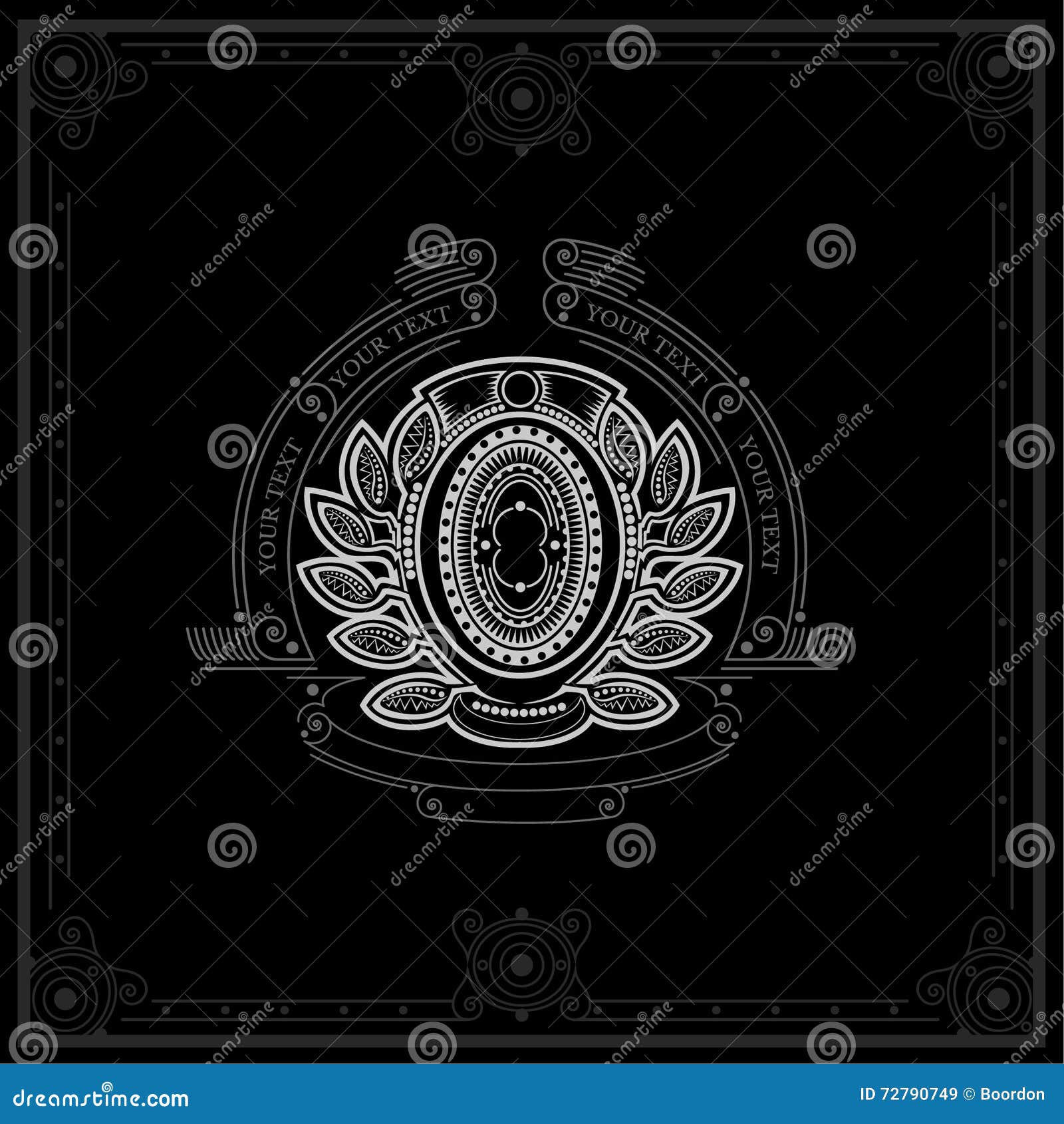 Oval Shield with Floral Wreath Monogram Template Stock Vector ...