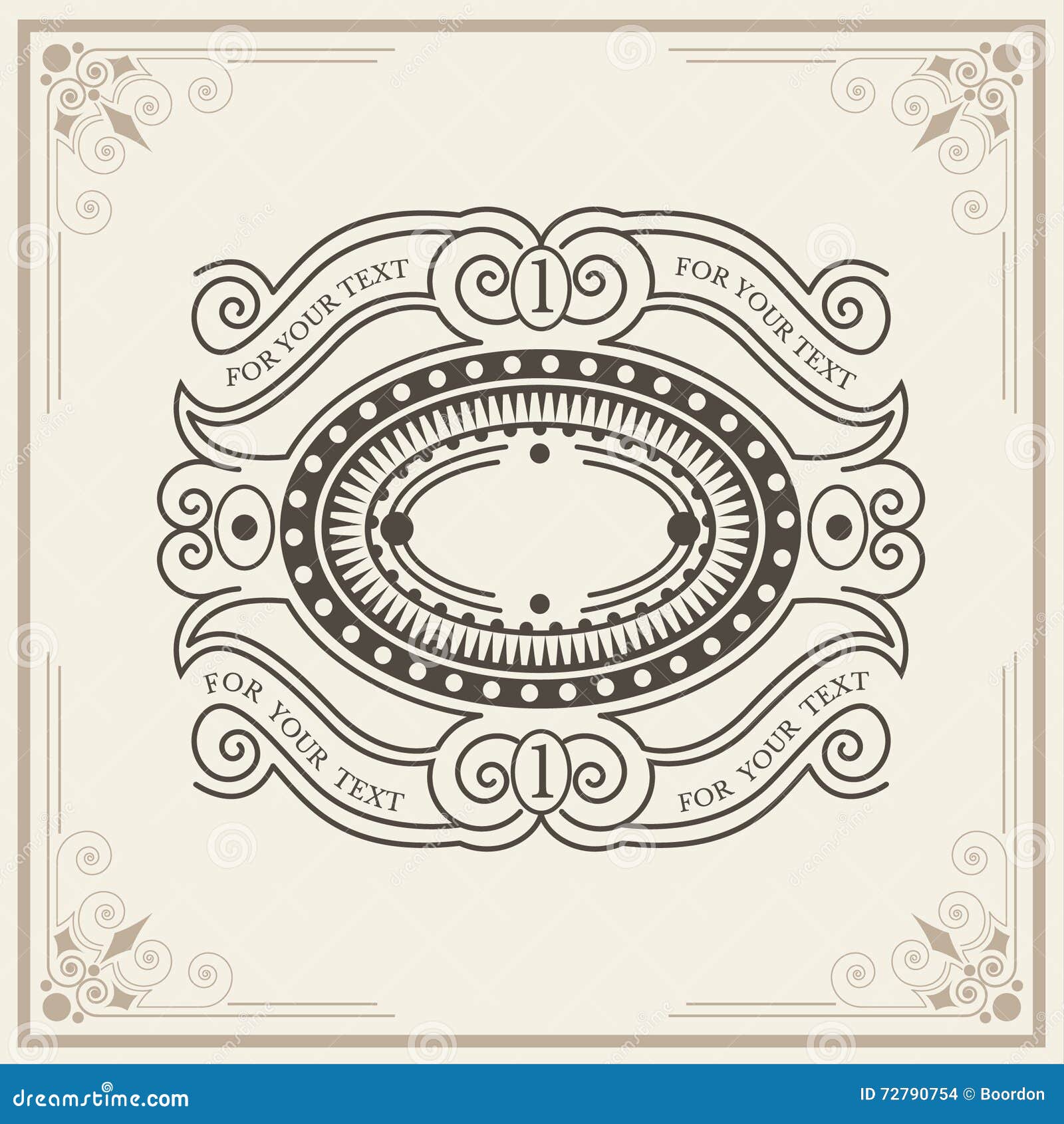 Oval Shield from Line Pattern Monogram Template Stock Vector ...