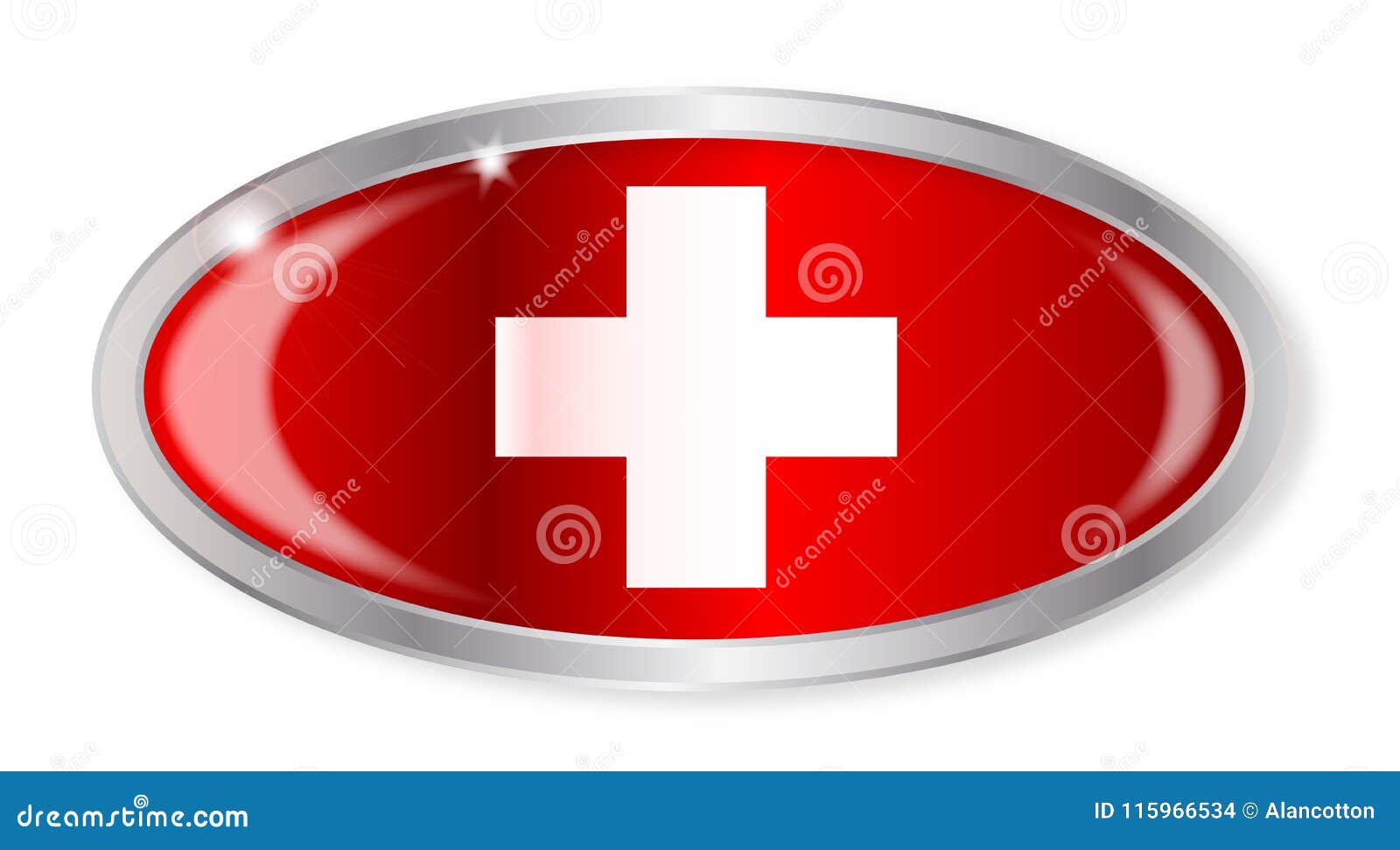 Swiss Flag Oval Button stock vector. Illustration of graphic - 115966534