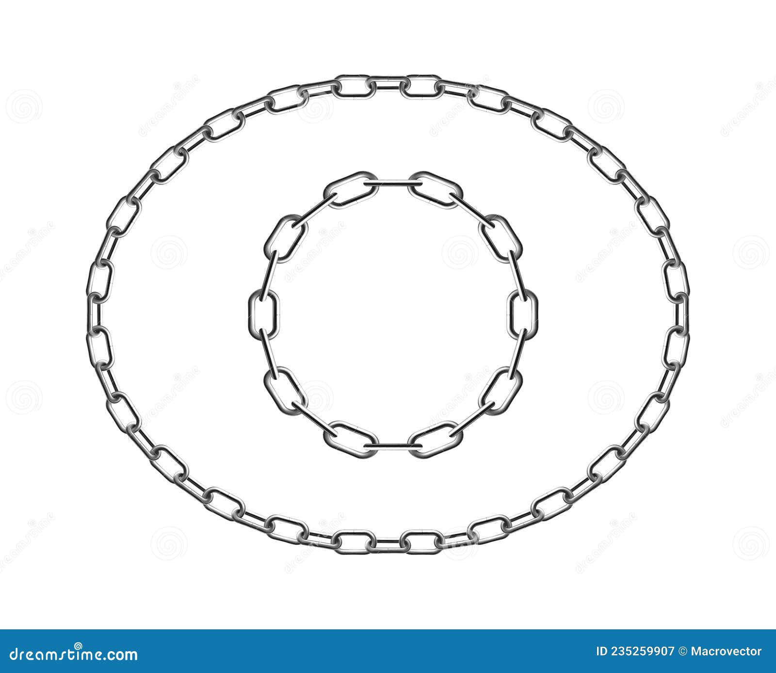 Oval Silver Chain Frame stock vector. Illustration of hard - 235259907