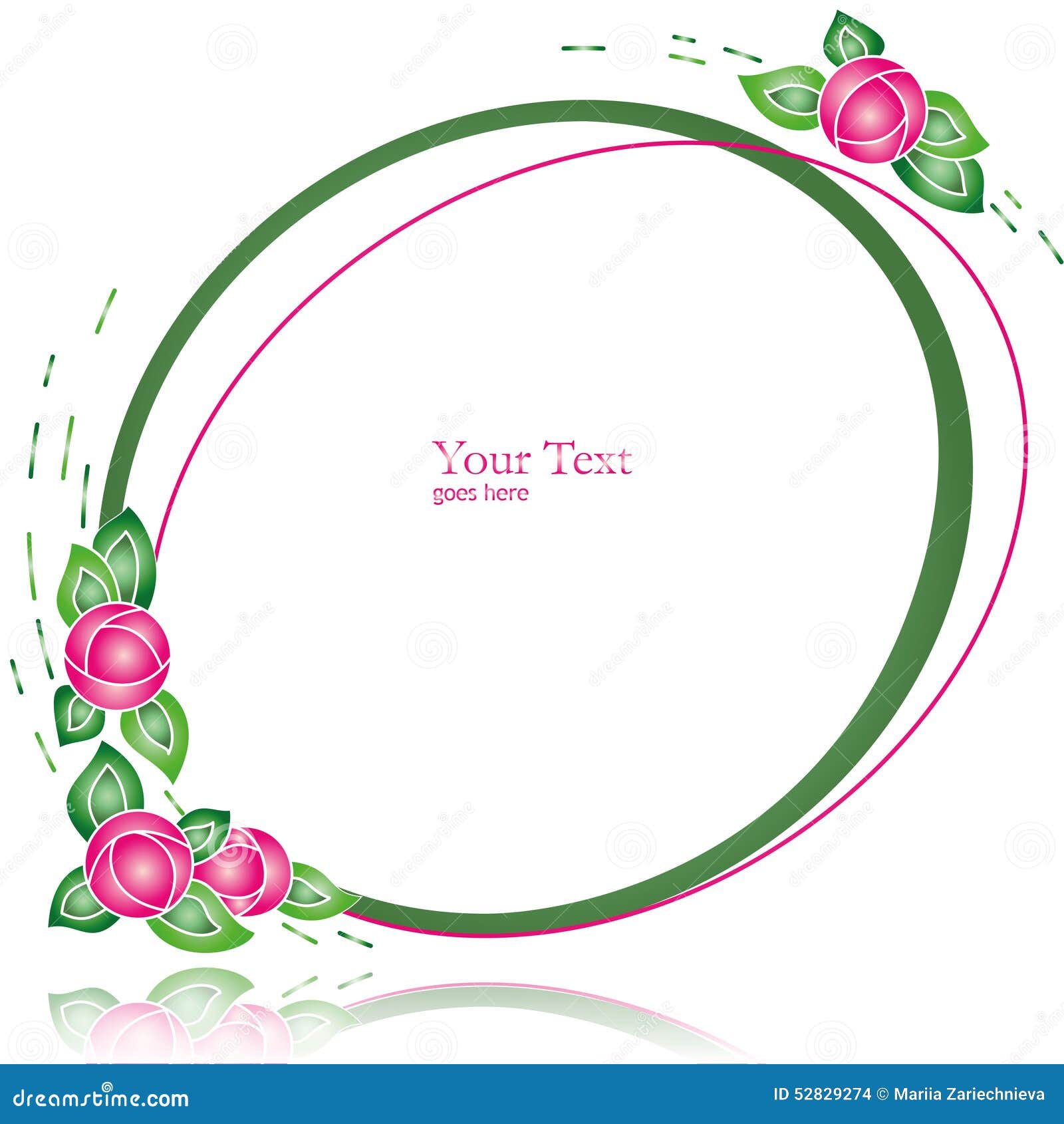 Oval Simple Frame with Abstract Flowers Stock Vector - Illustration of ...