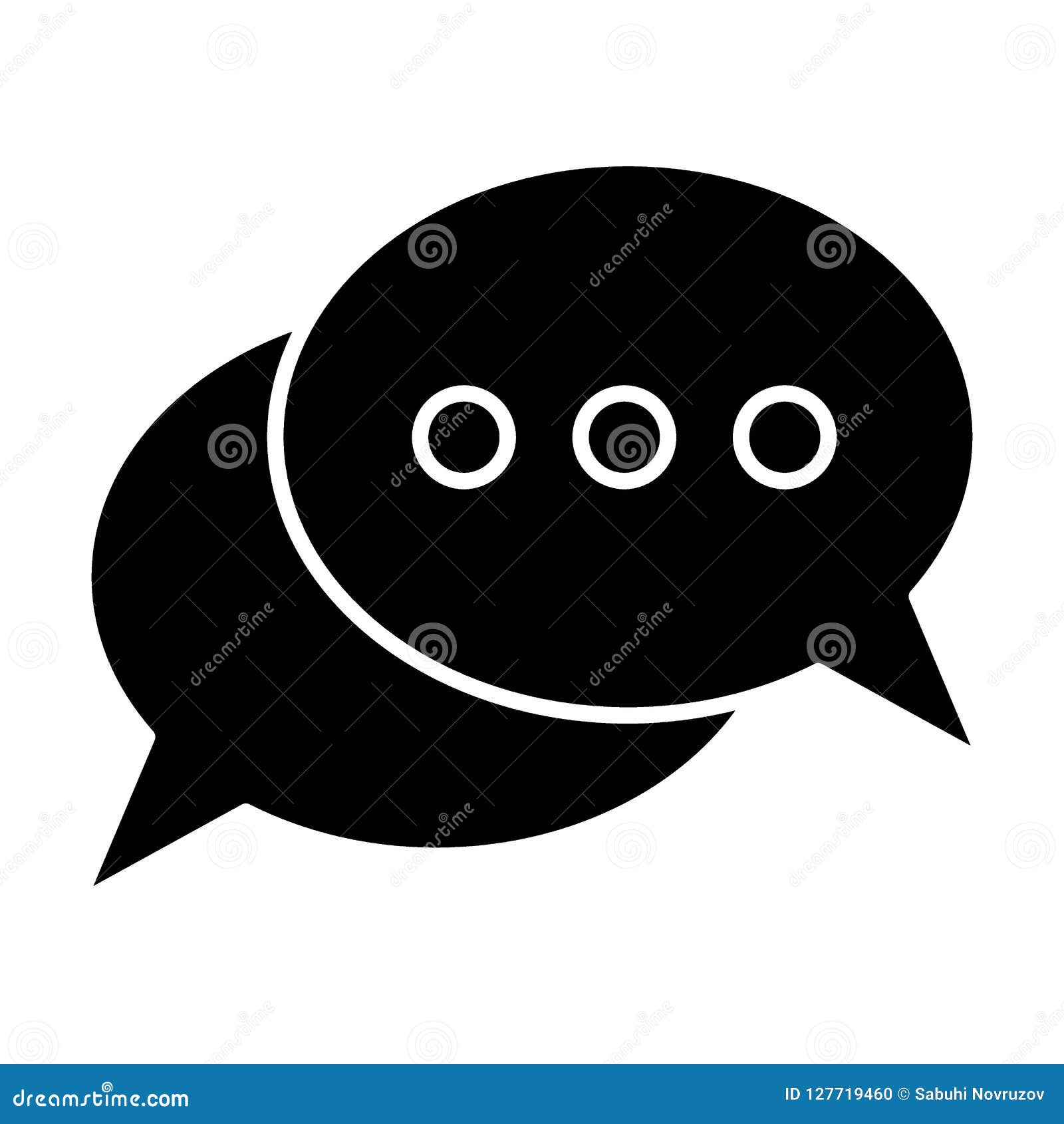 Oval Speech Bubble with Three Points Solid Icon. Message Illustration ...