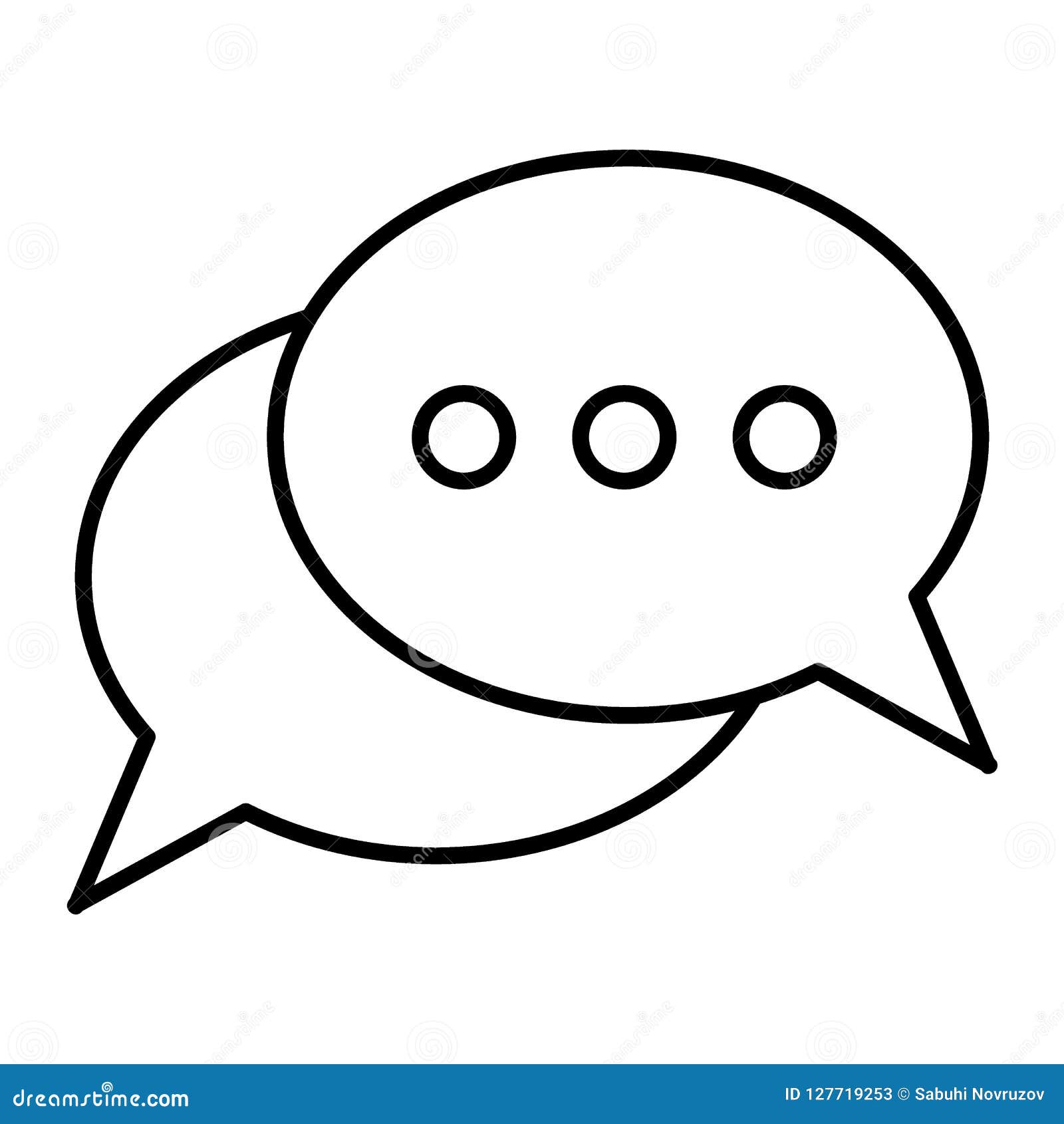 Oval Speech Bubble with Three Points Thin Line Icon. Message ...