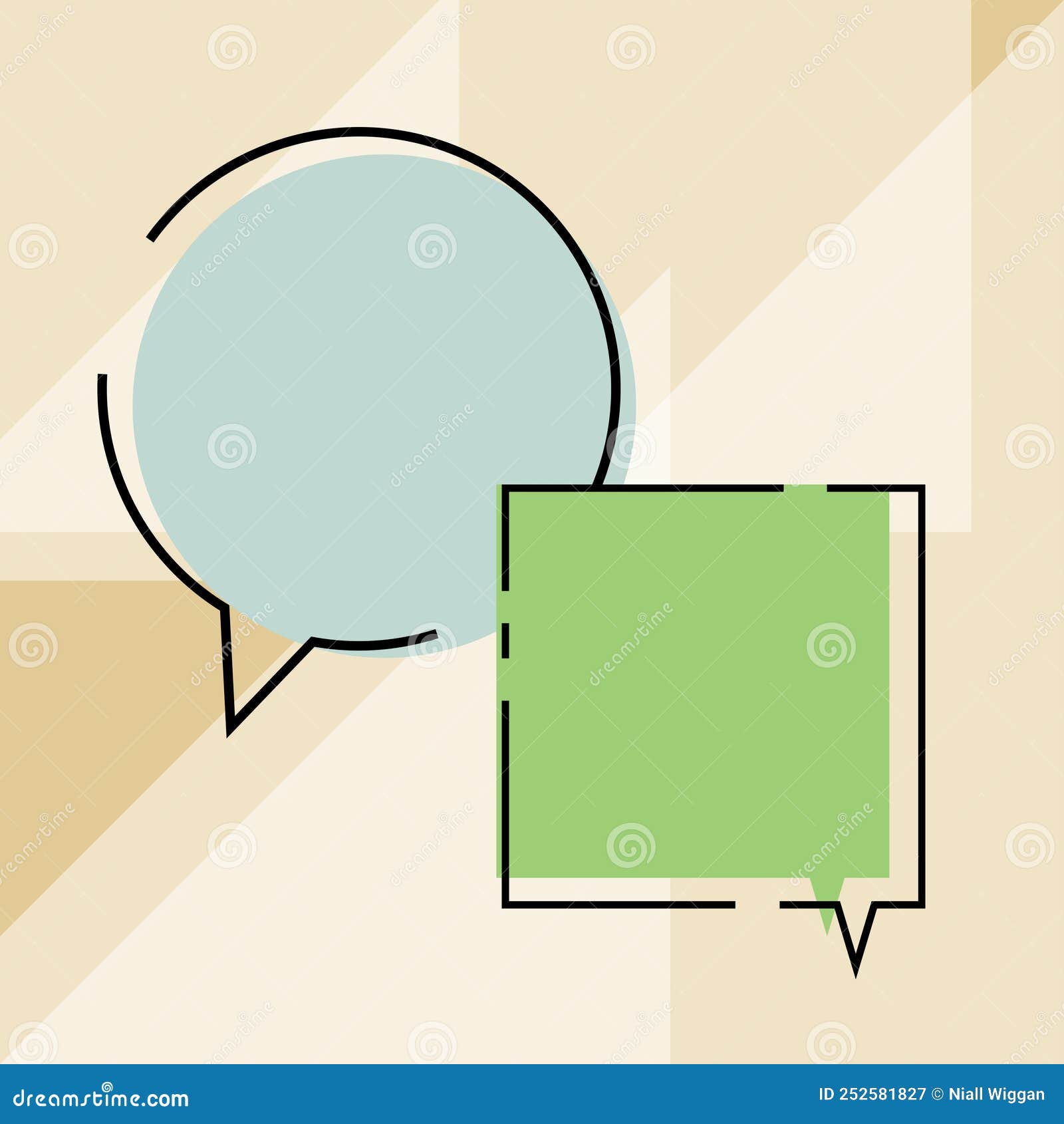 Oval and Square Blank Speech Bubbles on Color Background Design. Empty ...