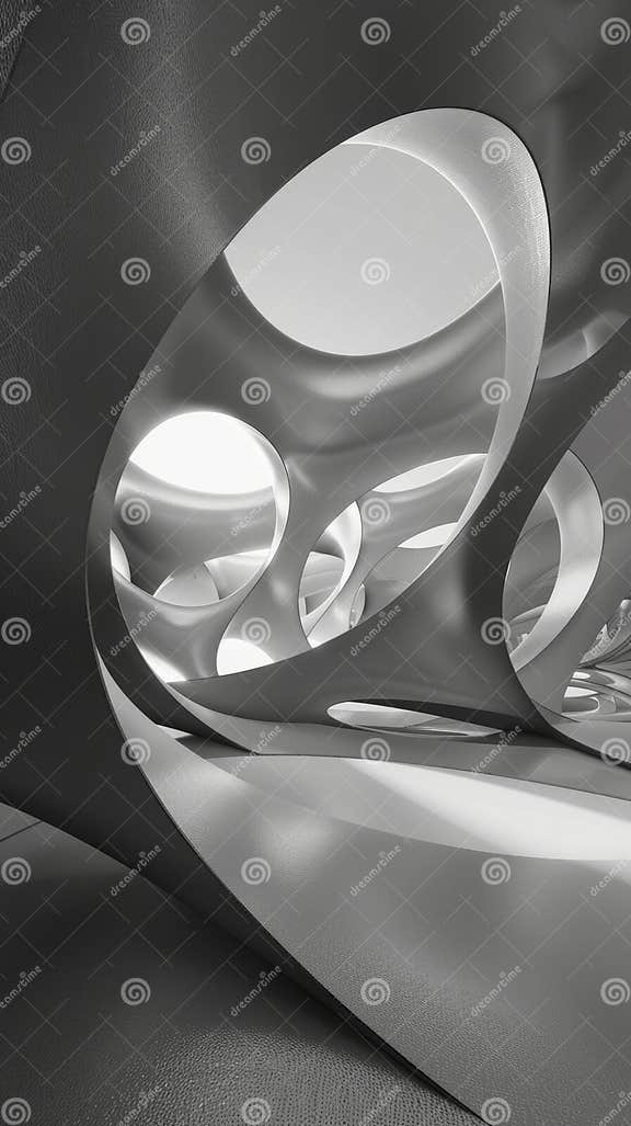 An Oval Table with Overlapping Ovals and Circles in Shades of Grey ...