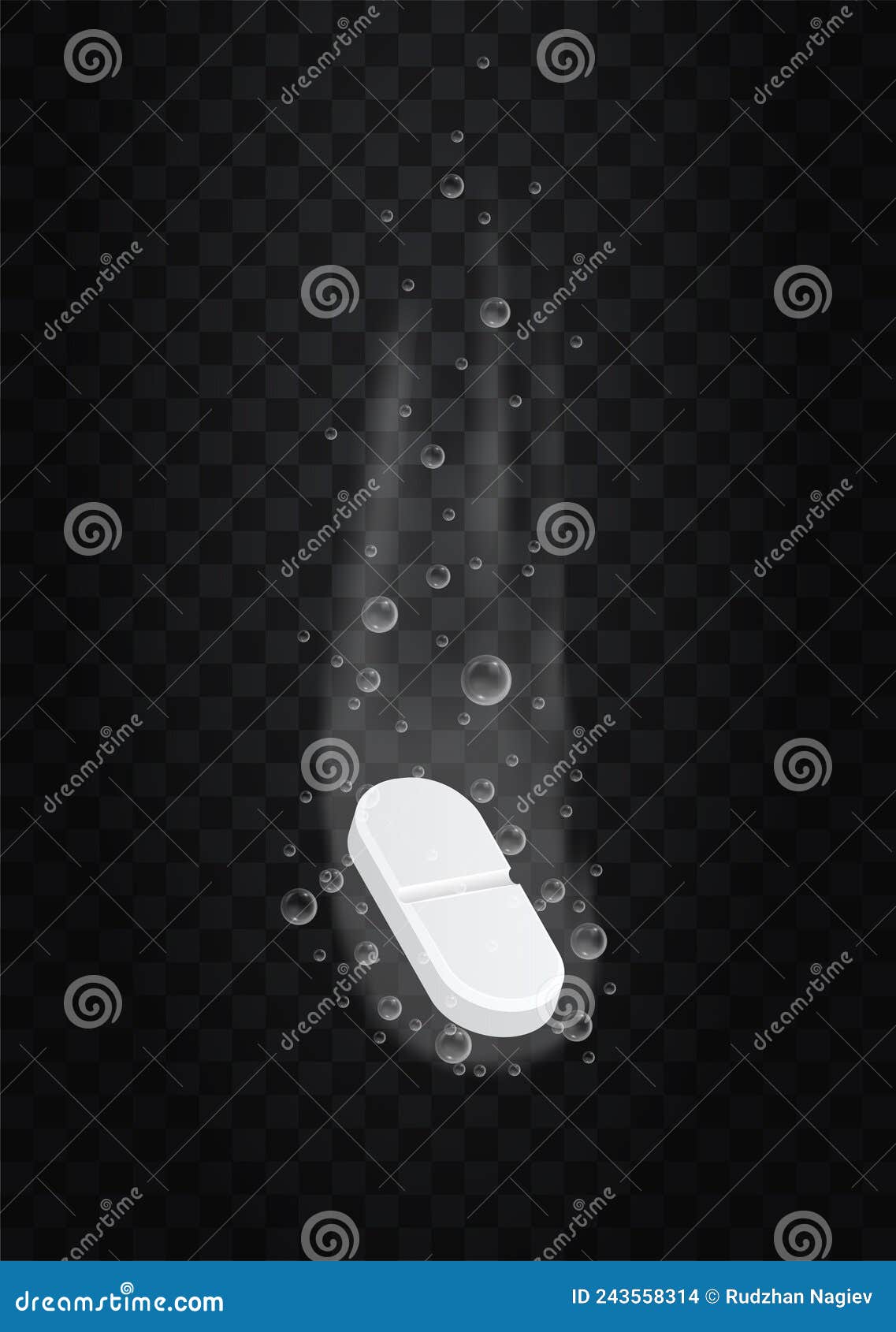 Oval Tablet with Bubbles Concept Stock Vector - Illustration of effect ...
