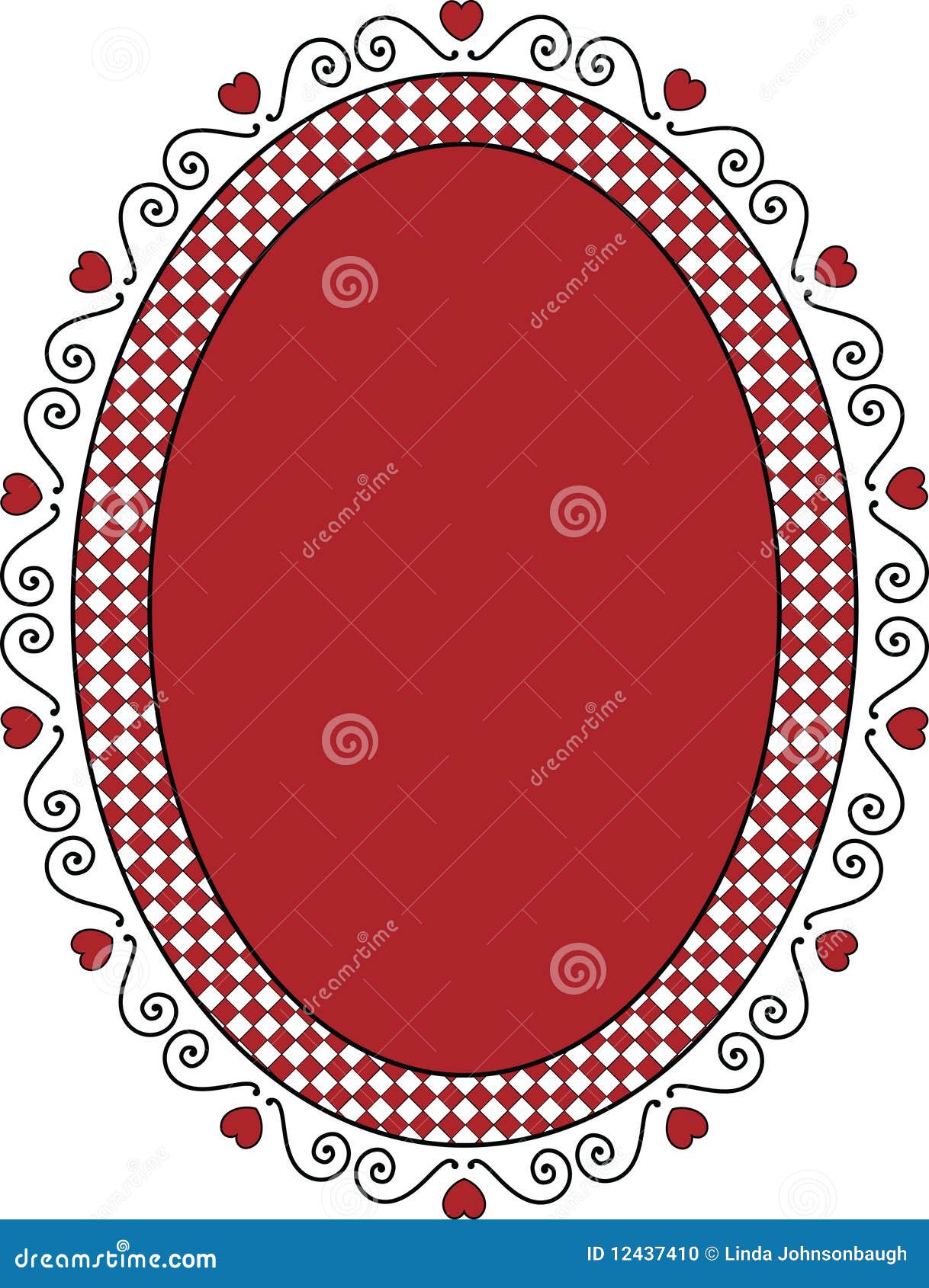 Oval Valentine Frame or Tag with Gingham Trim Stock Vector ...