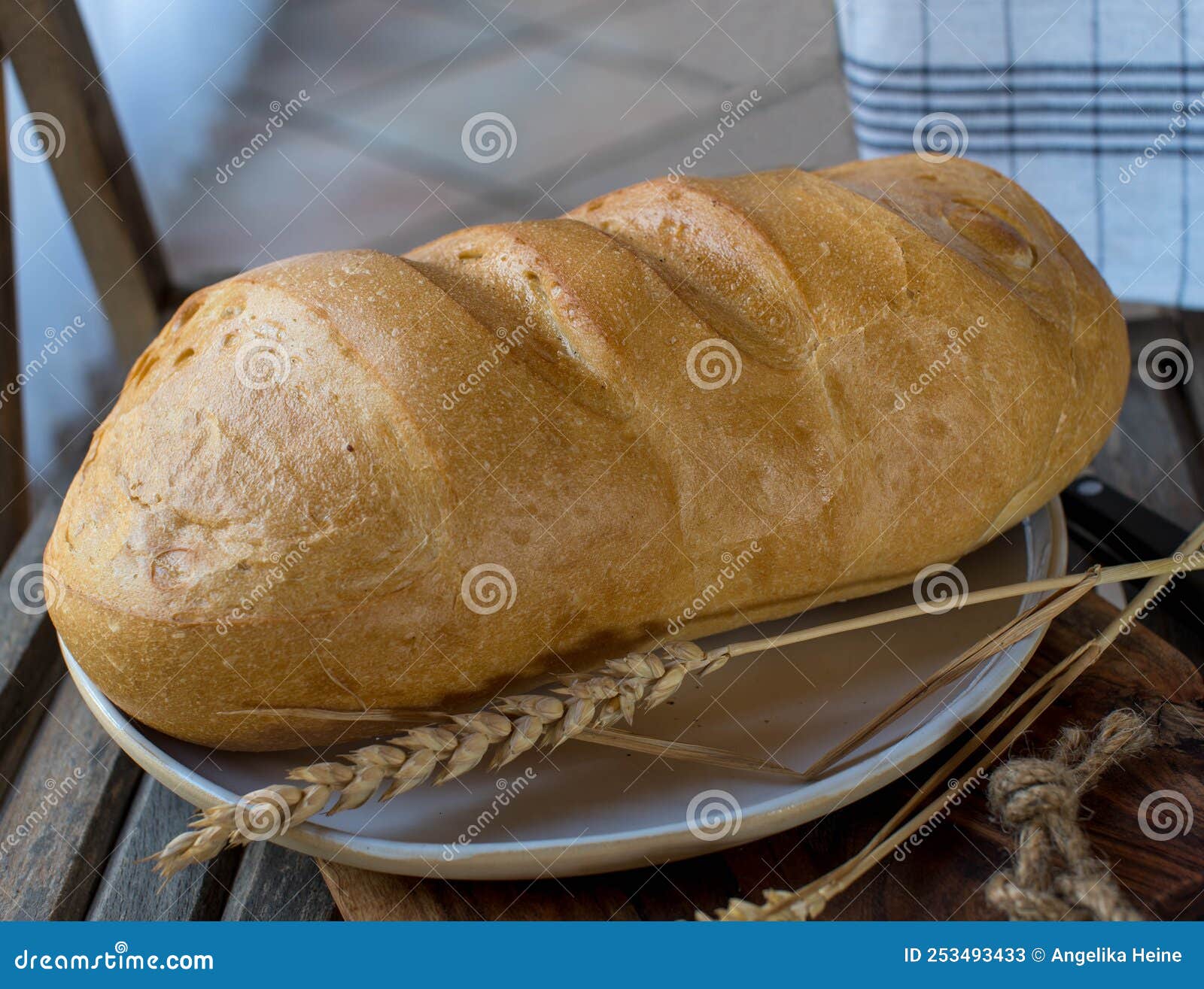 Oval White Bread. Russian Baton Stock Image - Image of carbohydrate ...