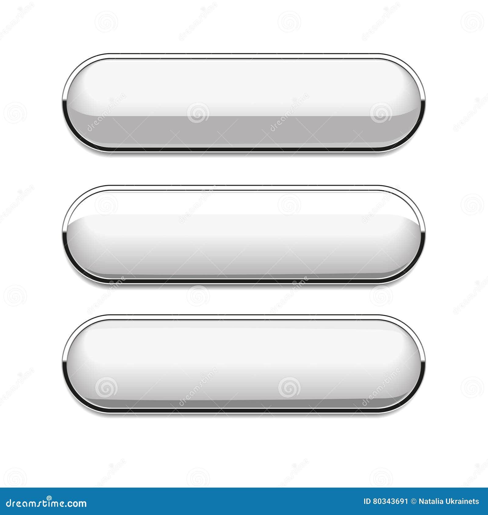 Oval white buttons stock vector. Illustration of shiny - 80343691
