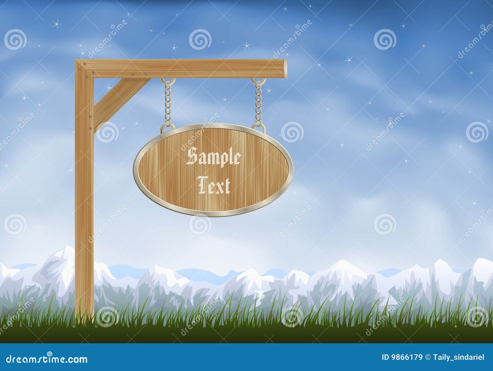 Oval wooden sign post stock vector. Illustration of morning - 9866179