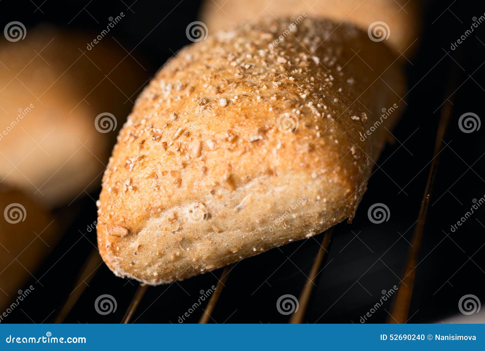 Oven baked bread macro stock photo. Image of roll, breakfast - 52690240