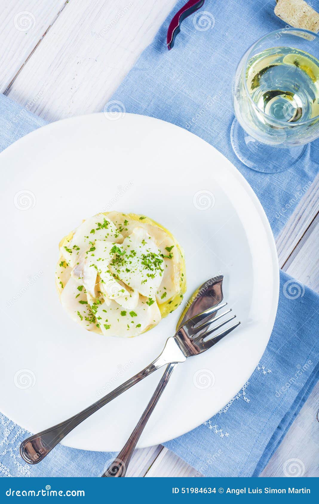 Oven Baked Cod Fish with Potatoes Stock Photo - Image of fork, fish ...