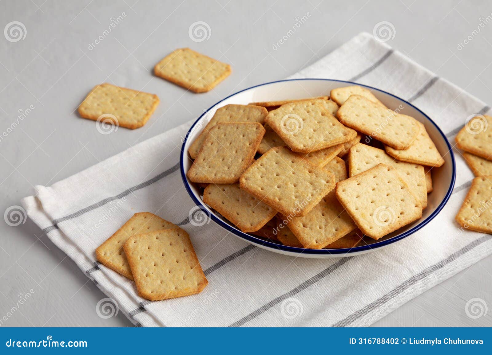 Oven Baked Crackers on a Plate, Side View Stock Photo - Image of ...