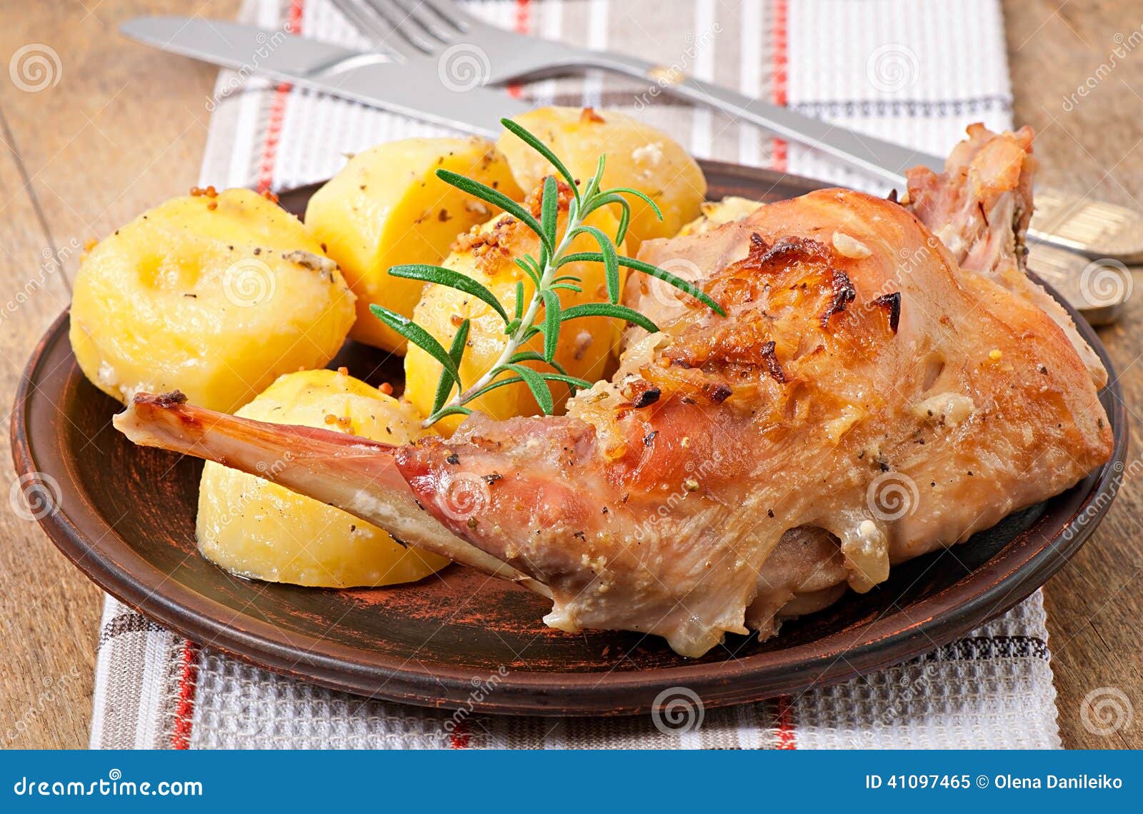 Baked Rabbit Ballotine In Creamy Mustard Sauce Stock Photography ...