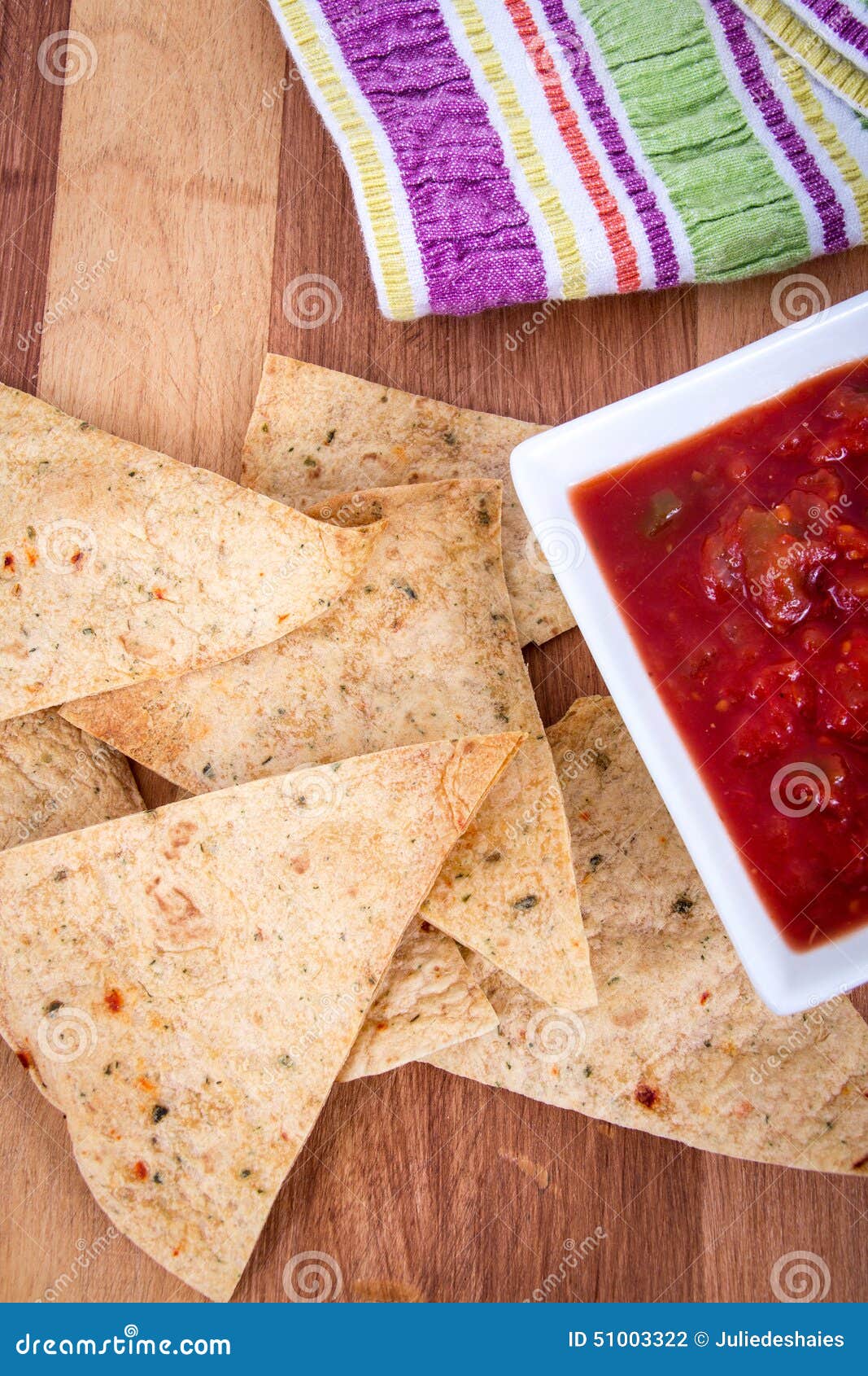 Oven Baked Tortilla Chip with Salsa Stock Photo - Image of closeup ...