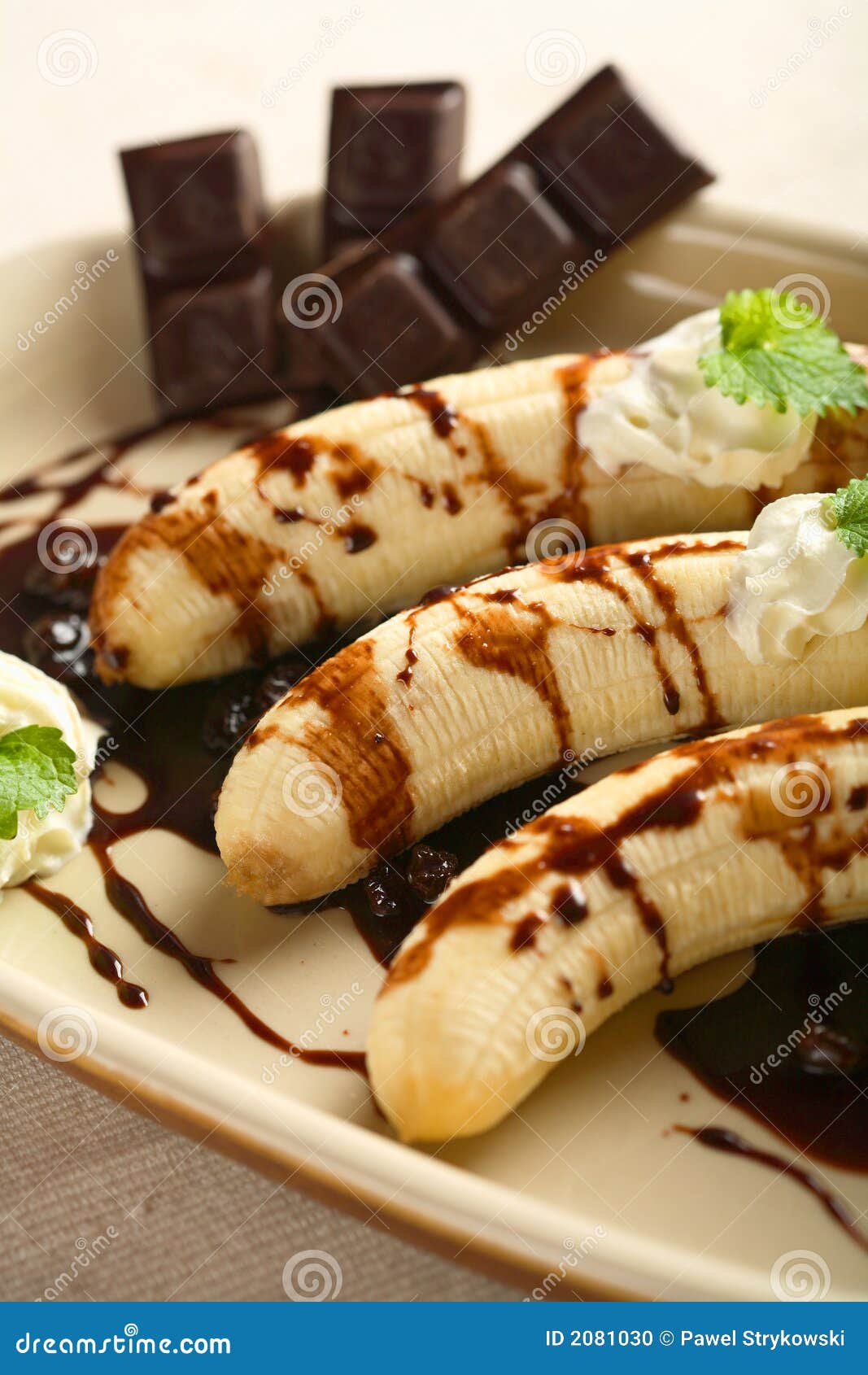 Oven Bananas in Chocolate Dressing Stock Photo - Image of luxury ...