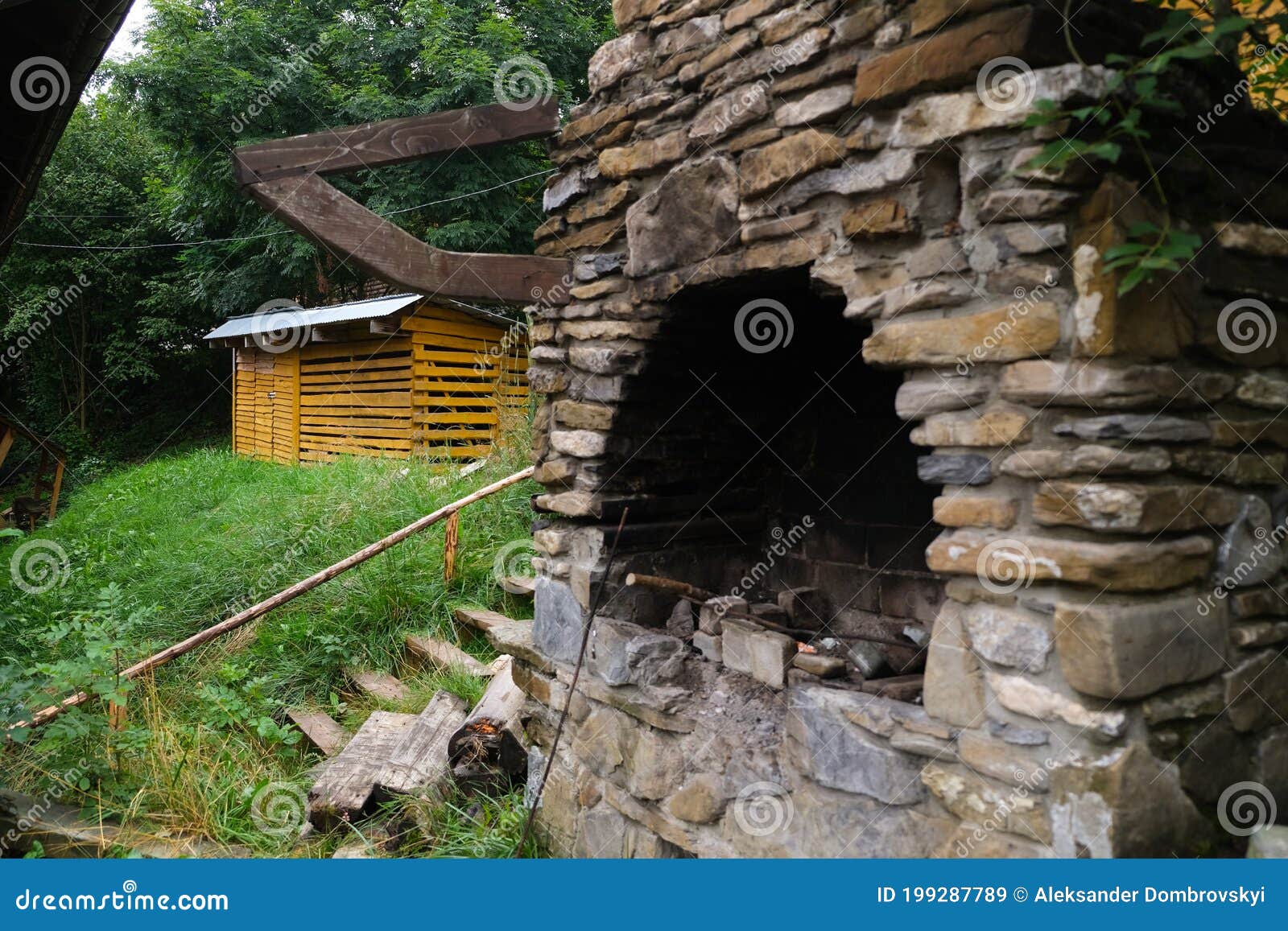 An Oven with Coal Fter Firewood. Cooking Outdoor Stock Image - Image of ...