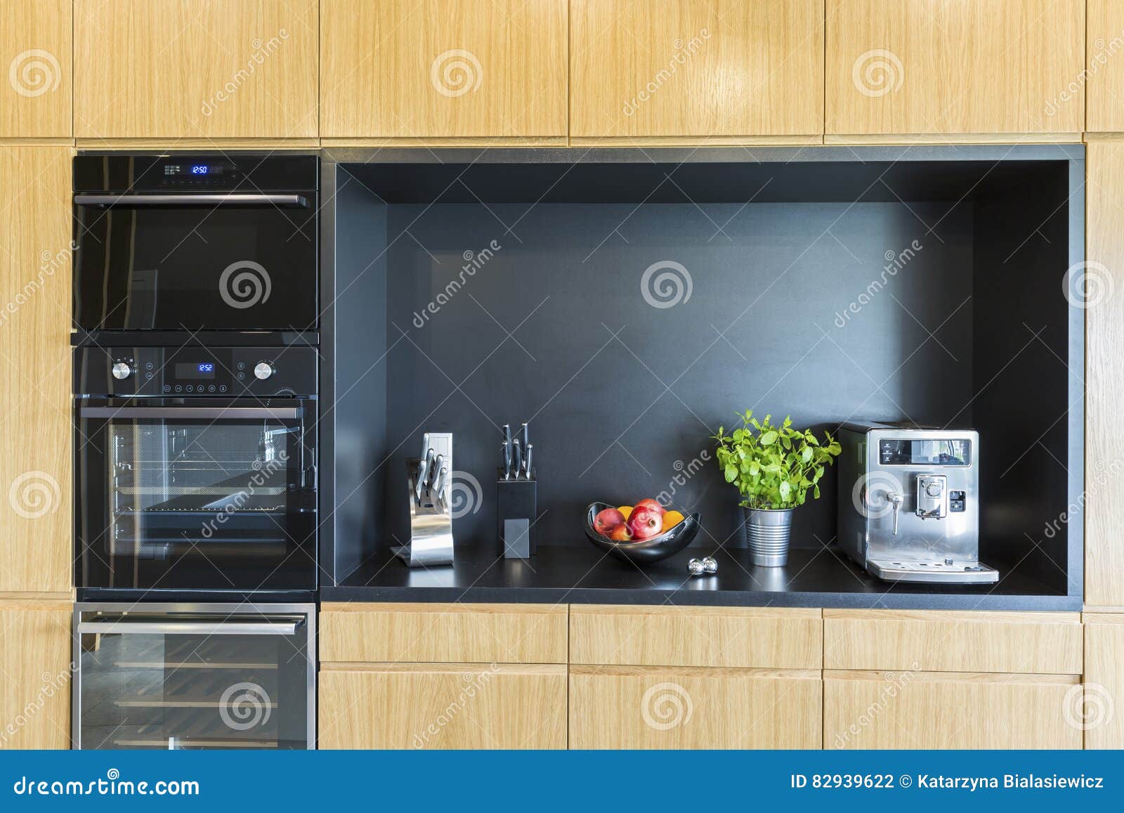 Oven and coffee machine stock photo. Image of modern - 82939622