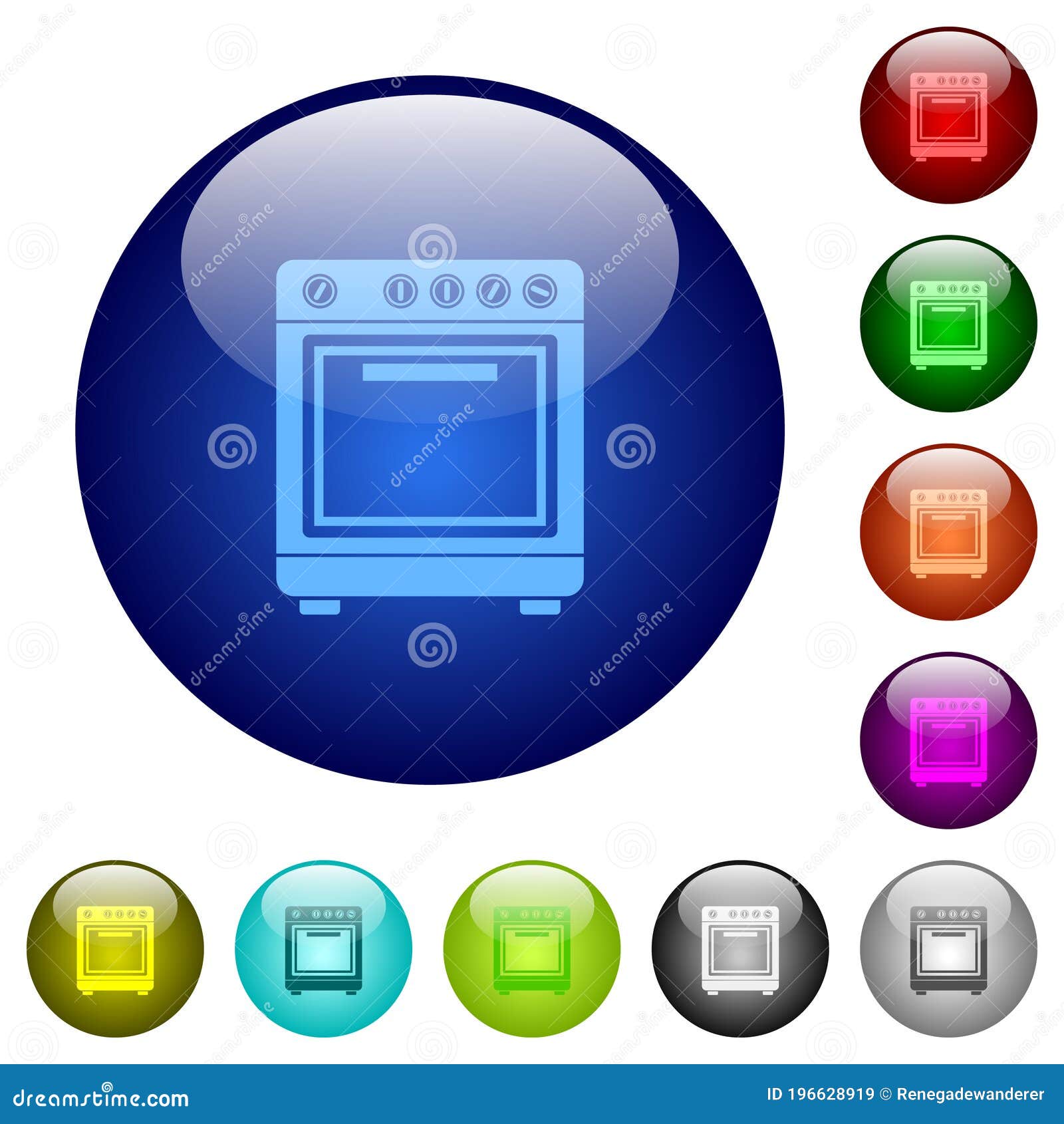 Oven color glass buttons stock vector. Illustration of oven - 196628919