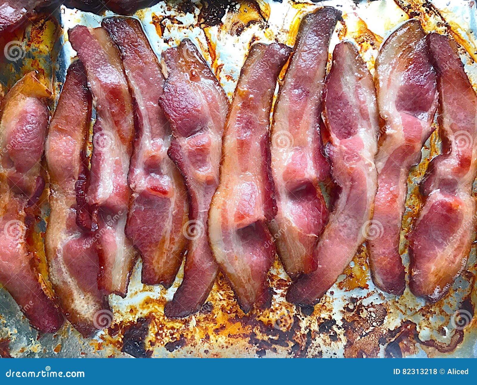 Oven-cooked bacon stock photo. Image of meat, cooking - 82313218