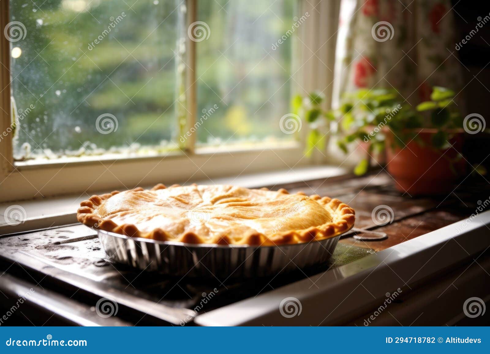 An Oven-fresh Pie Cooling on a Windowsill Stock Illustration ...