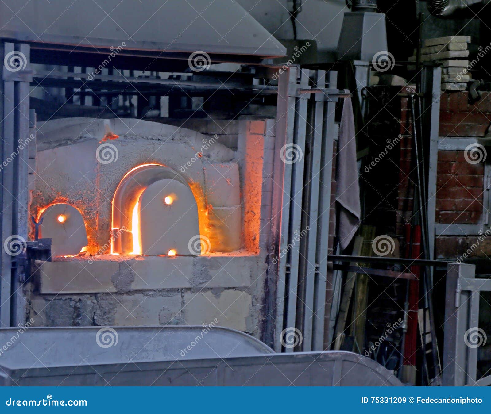 Oven of a glass factory stock image. Image of factory - 75331209