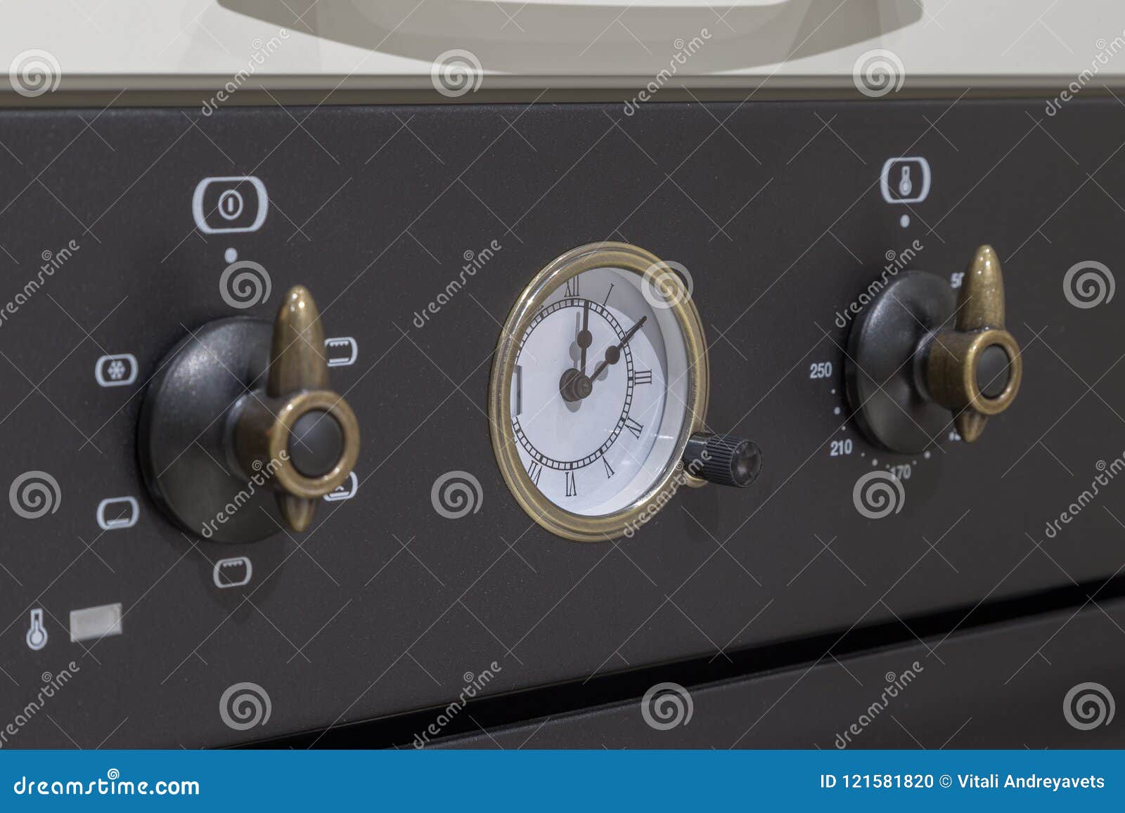 Oven Panel Close-up, Regulators and Placard for Information. Stock ...
