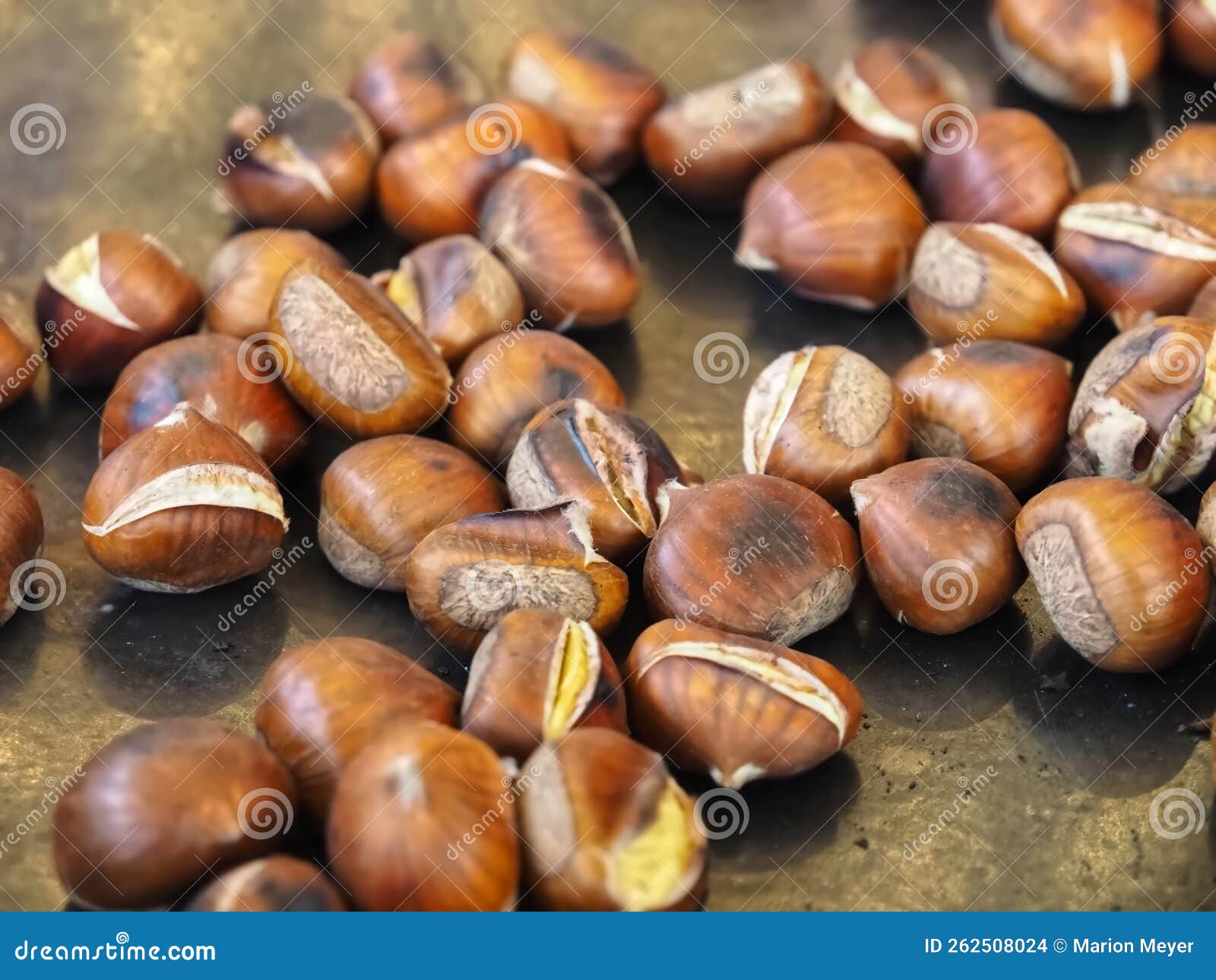 Oven Roasted Chestnuts on a Grill Stock Photo - Image of dinner ...