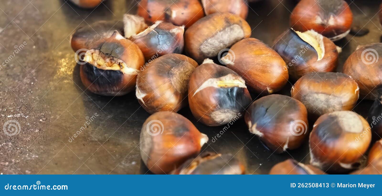 Oven Roasted Chestnuts on a Grill Stock Image - Image of healthy, brown ...