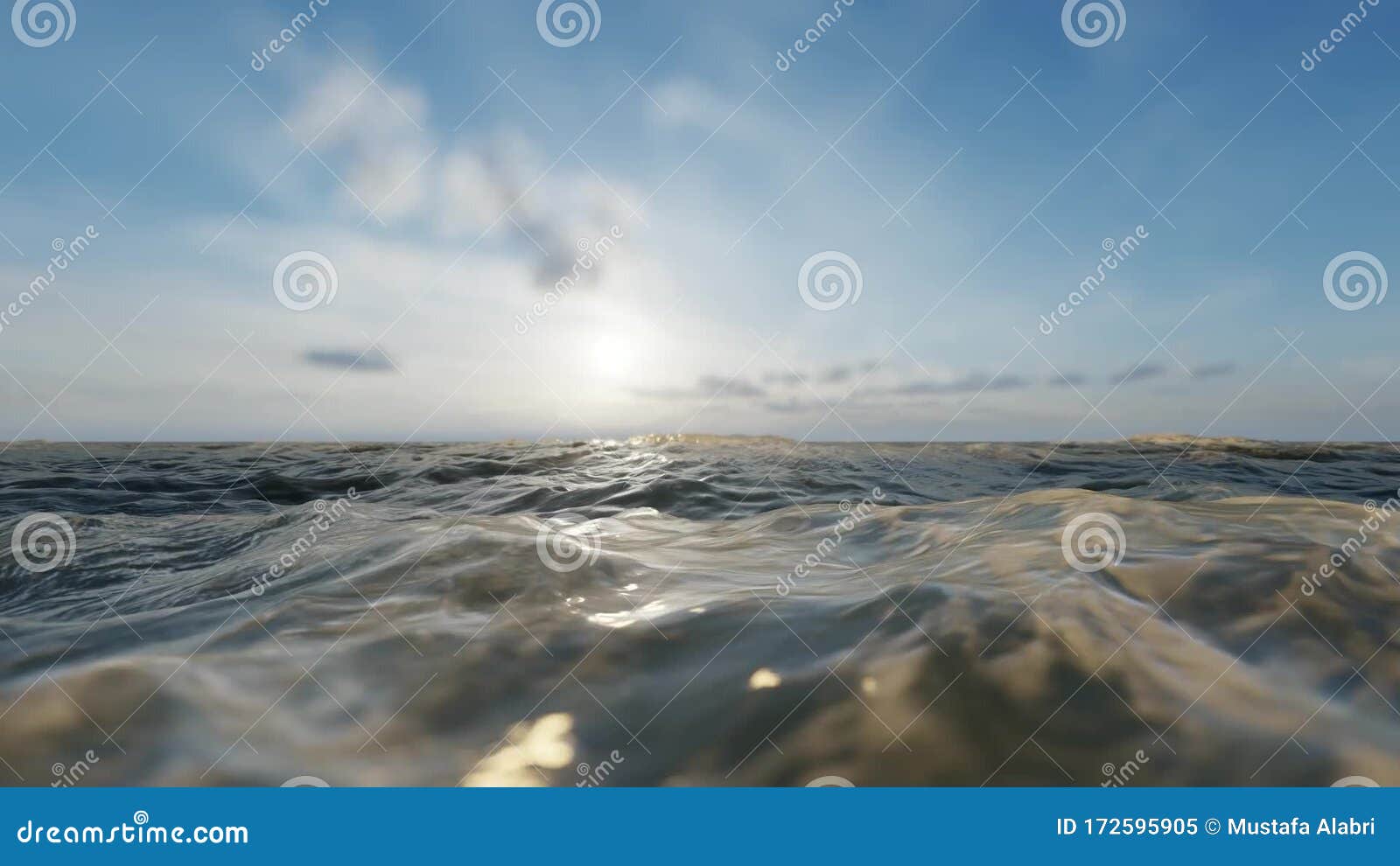 Over the Blue Raging Ocean, 3D Rendering Stock Video - Video of deep ...